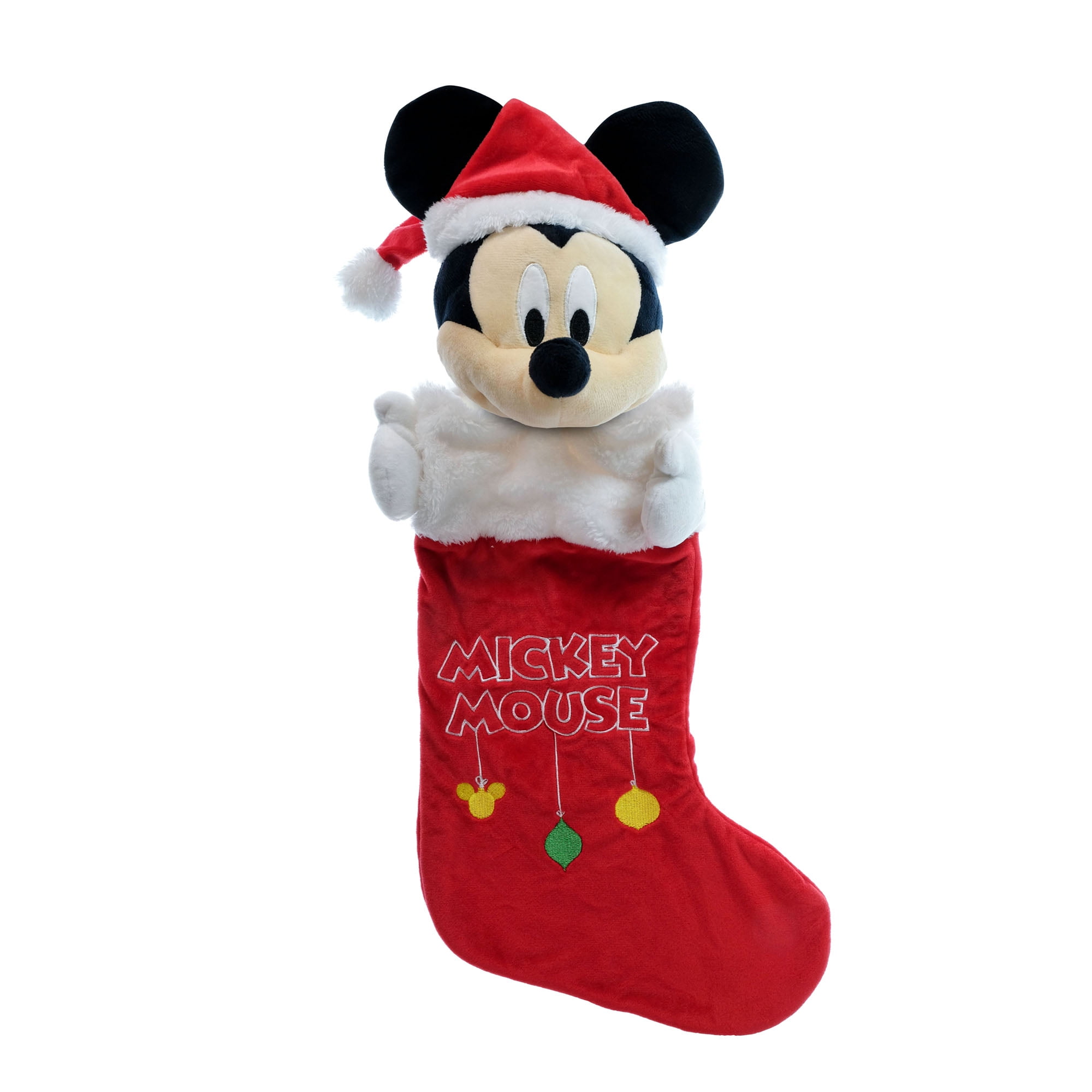 Disney Mickey Mouse 3D Plush Christmas Stocking, 20 inches Tall, Red ...