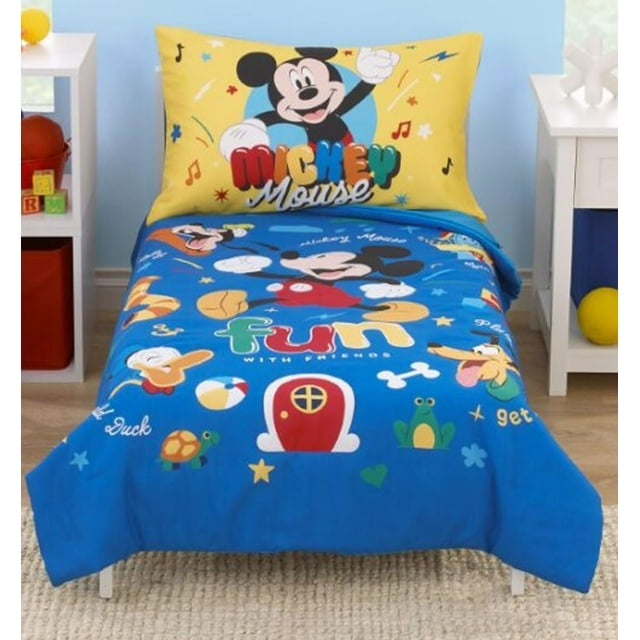 Disney Mickey Mouse 4 Piece Toddler Bedding Set - Walmart.com