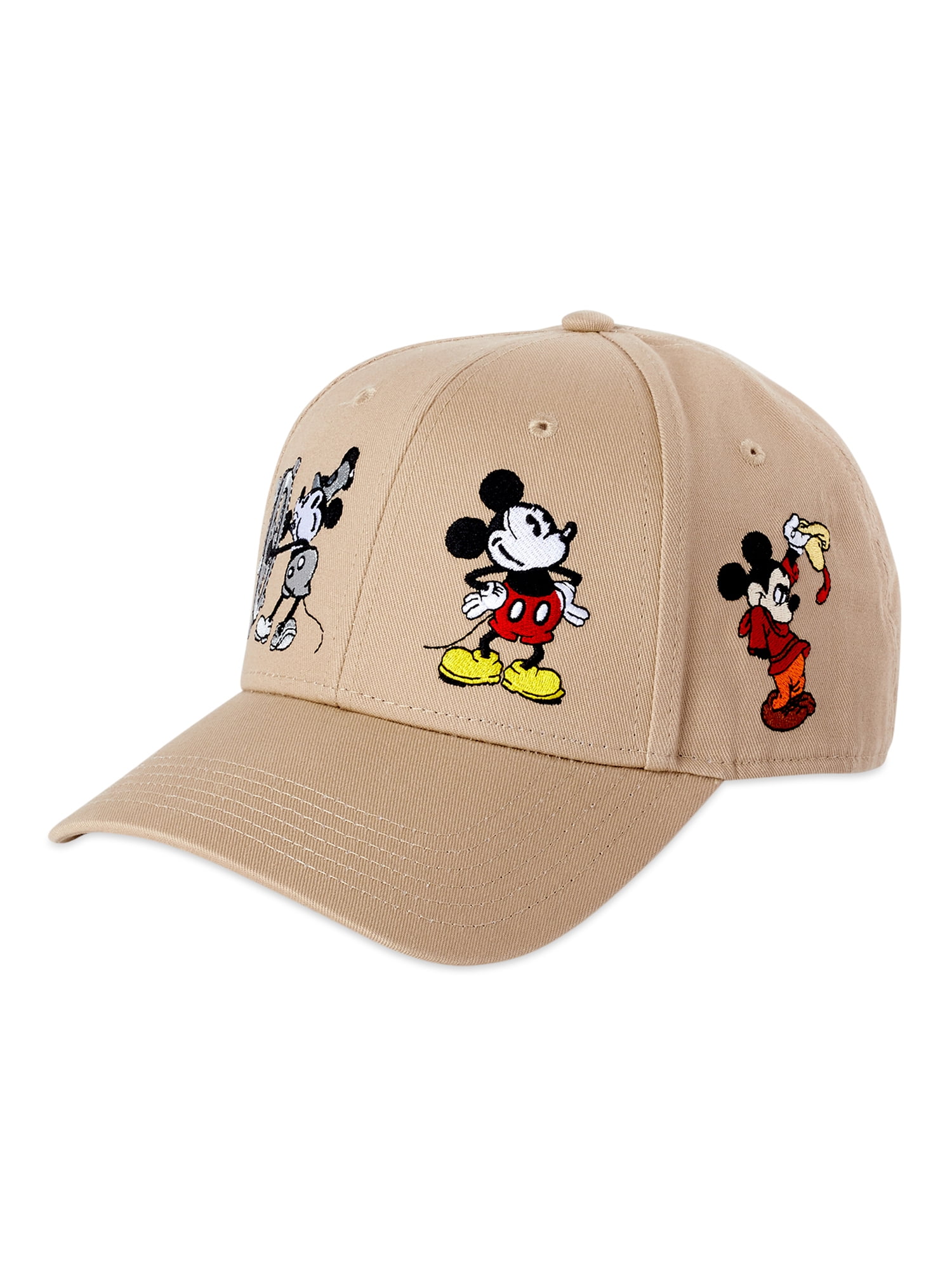 Disney's Mickey Mouse Character Embroidered Adult Baseball Cap in Khaki ...