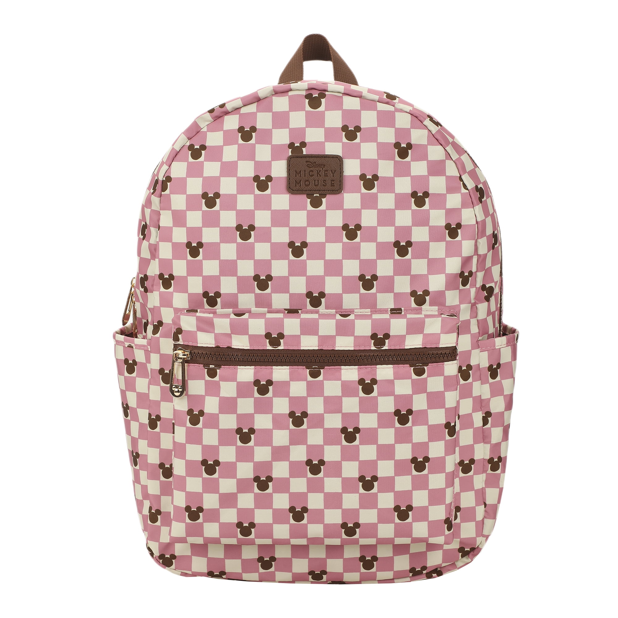 Disney Mickey Mouse Adult Pink Checkered 16.5" Travel Backpack ...