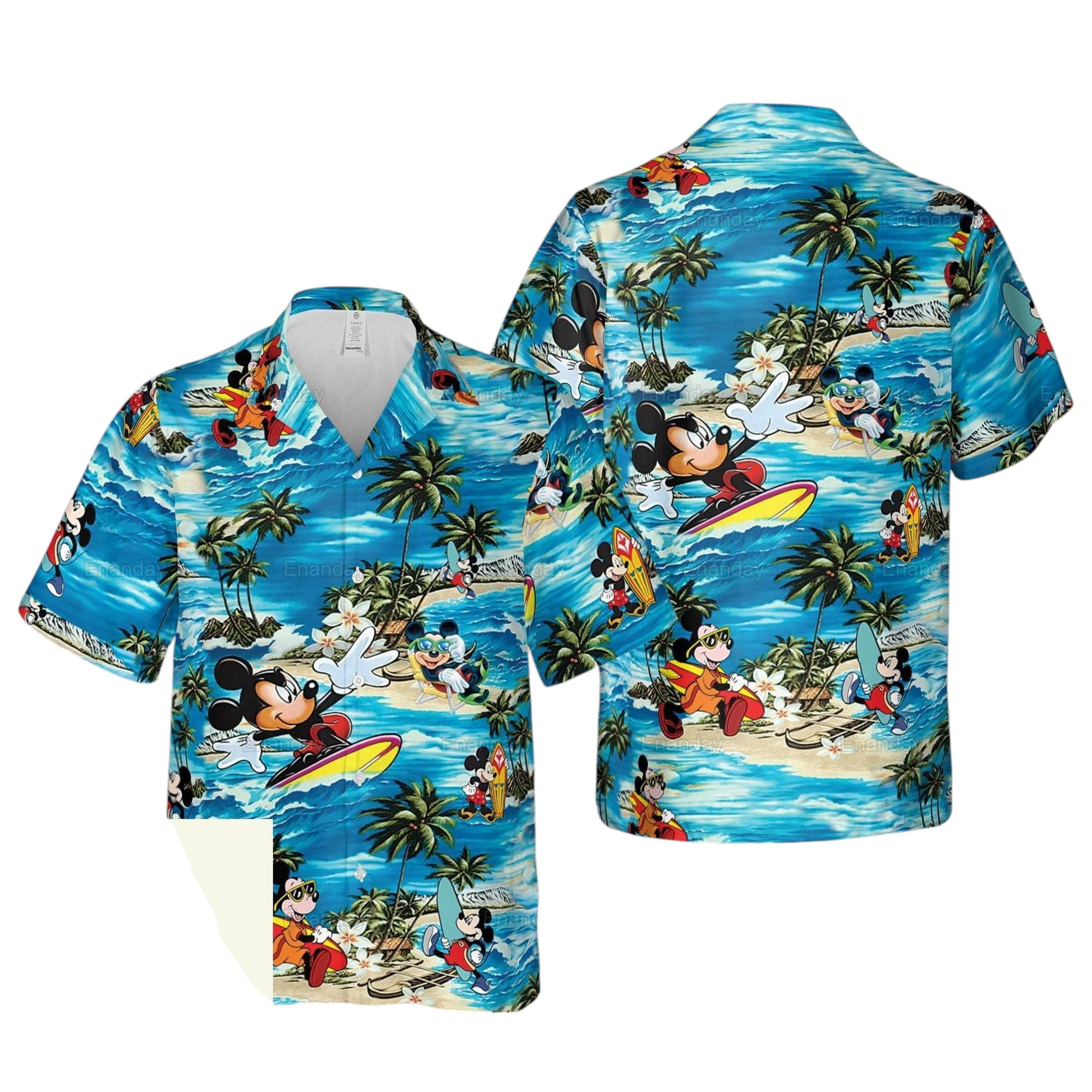 Disney Mickey Mouse Aloha Hawaiian Shirt,Summer Vacation Tee - Walmart.com
