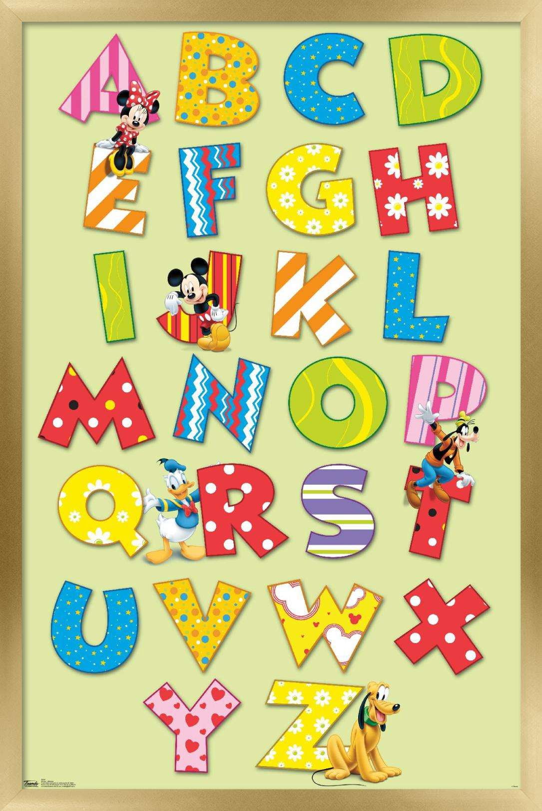 Disney Mickey Mouse - Alphabet Wall Poster, 14.725" x 22.375", Framed ...