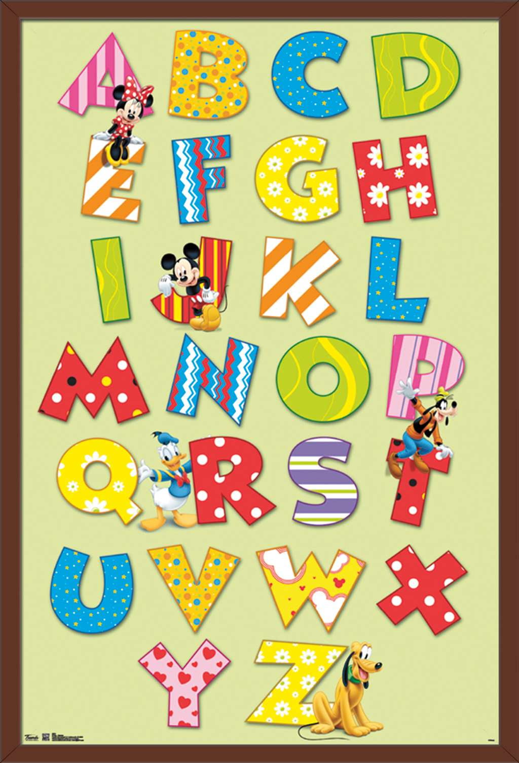 Disney Mickey Mouse - Alphabet Wall Poster, 22.375" x 34", Framed ...