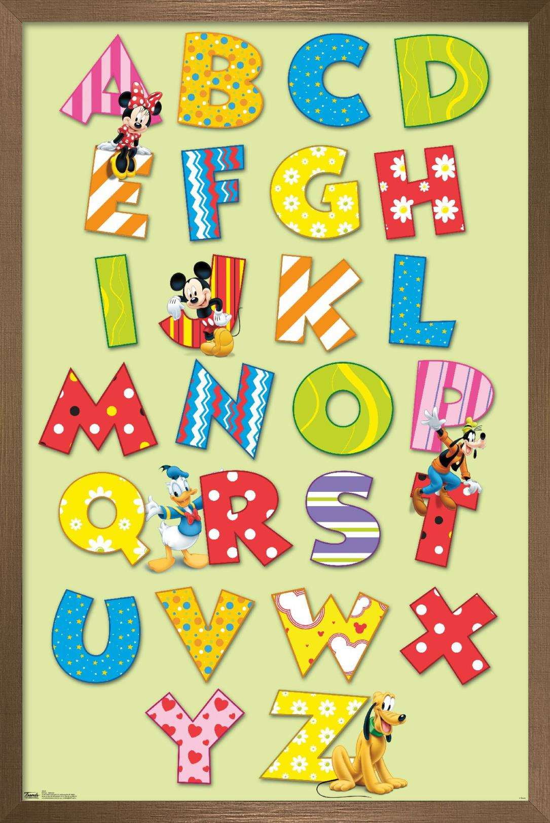 Disney Mickey Mouse - Alphabet Wall Poster, 22.375" x 34", Framed ...
