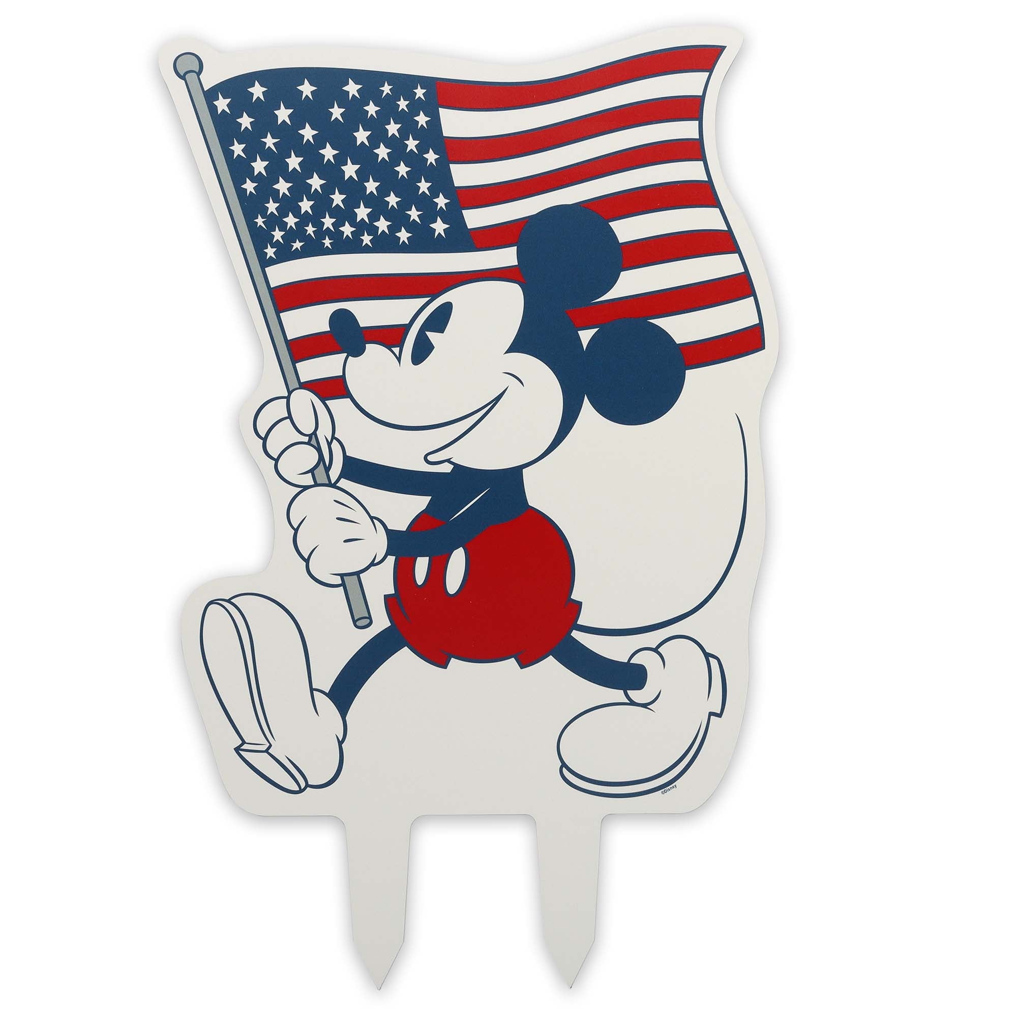 Disney Mickey Mouse & American Flag Patriotic Metal Yard Stake for ...