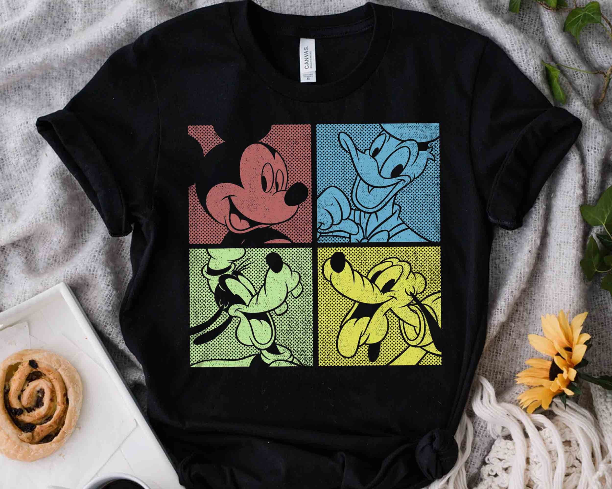 Disney Mickey Mouse And Friends Group Shot Comic Panels Retro Shirt ...