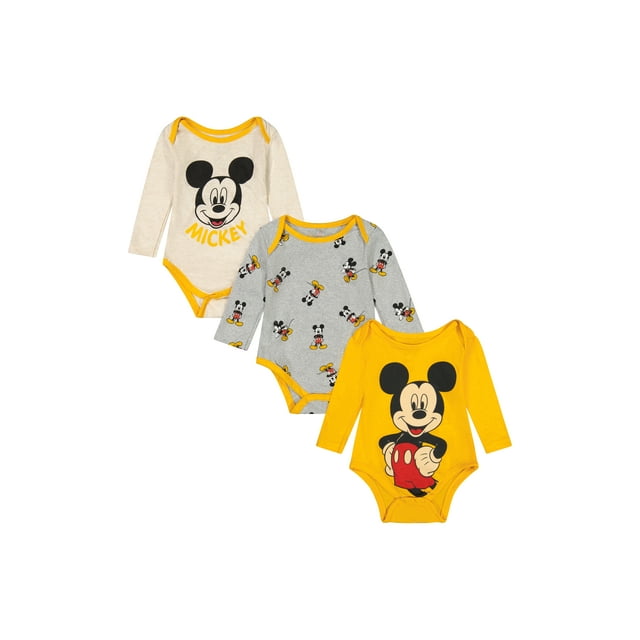 Disney Mickey Mouse Baby Boy 3 Pack Bodysuits - Walmart.com