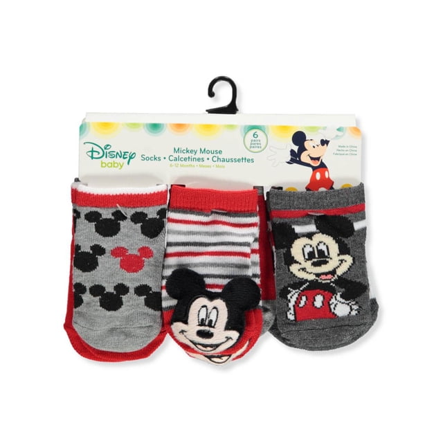 Disney Mickey Mouse Baby Boys' 6-Pack Crew Socks - Walmart Business ...