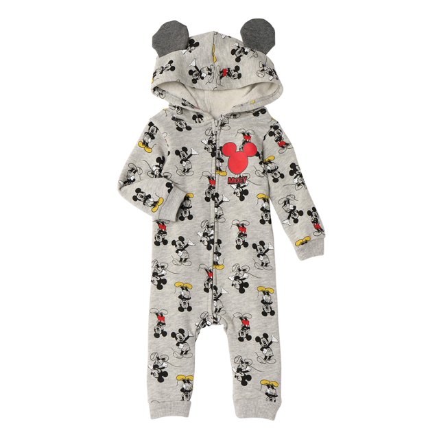 Disney Mickey Mouse Baby Boys' Hooded Coverall - Walmart.com