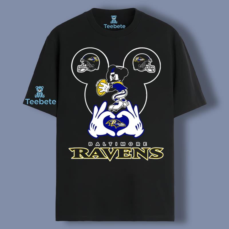 Disney Mickey Mouse Baltimore Ravens In Heart Shirt Graphic - Walmart.com