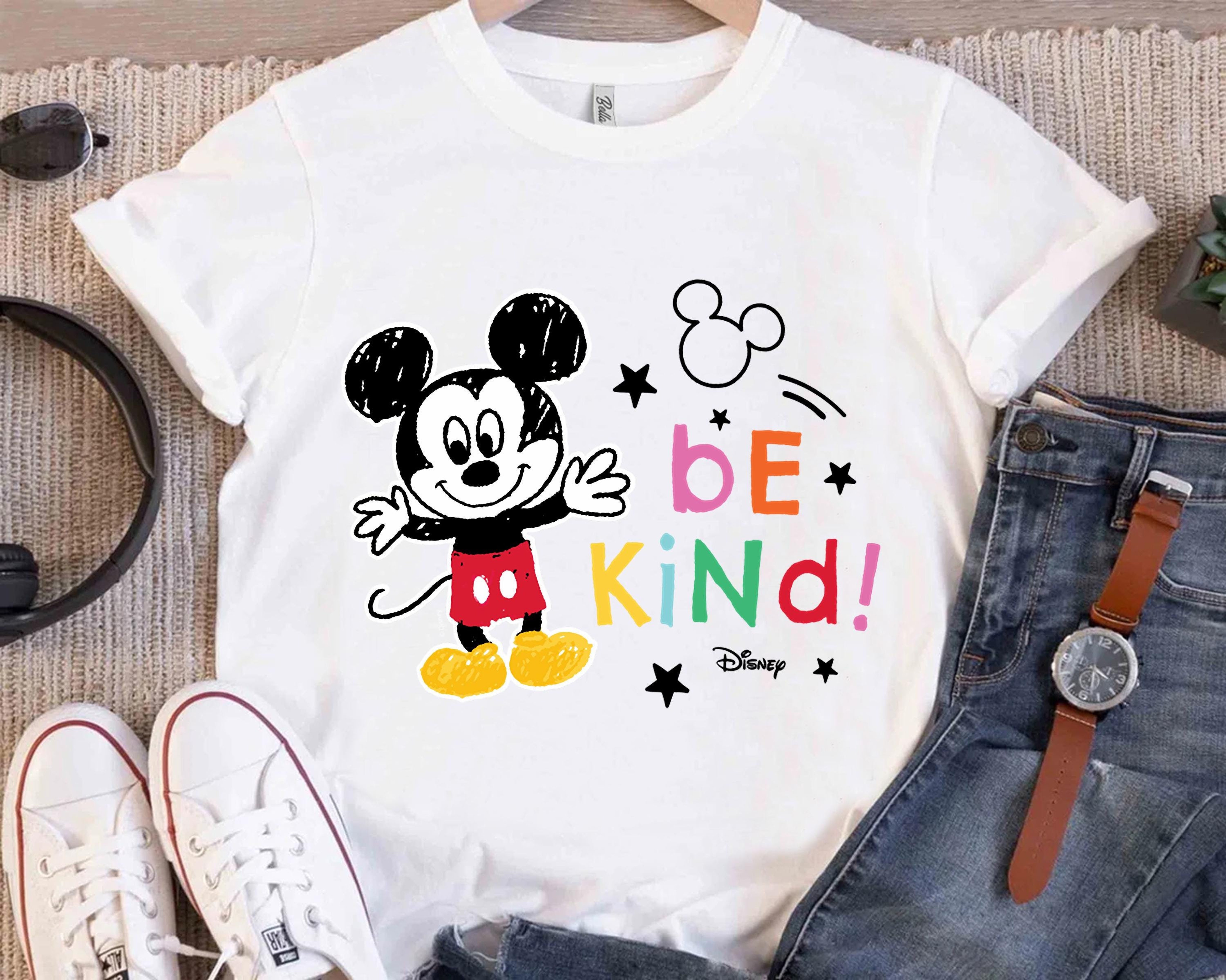 Disney Mickey Mouse Be Kind Mickey Scribble T-Shirt, Classic Mickey ...