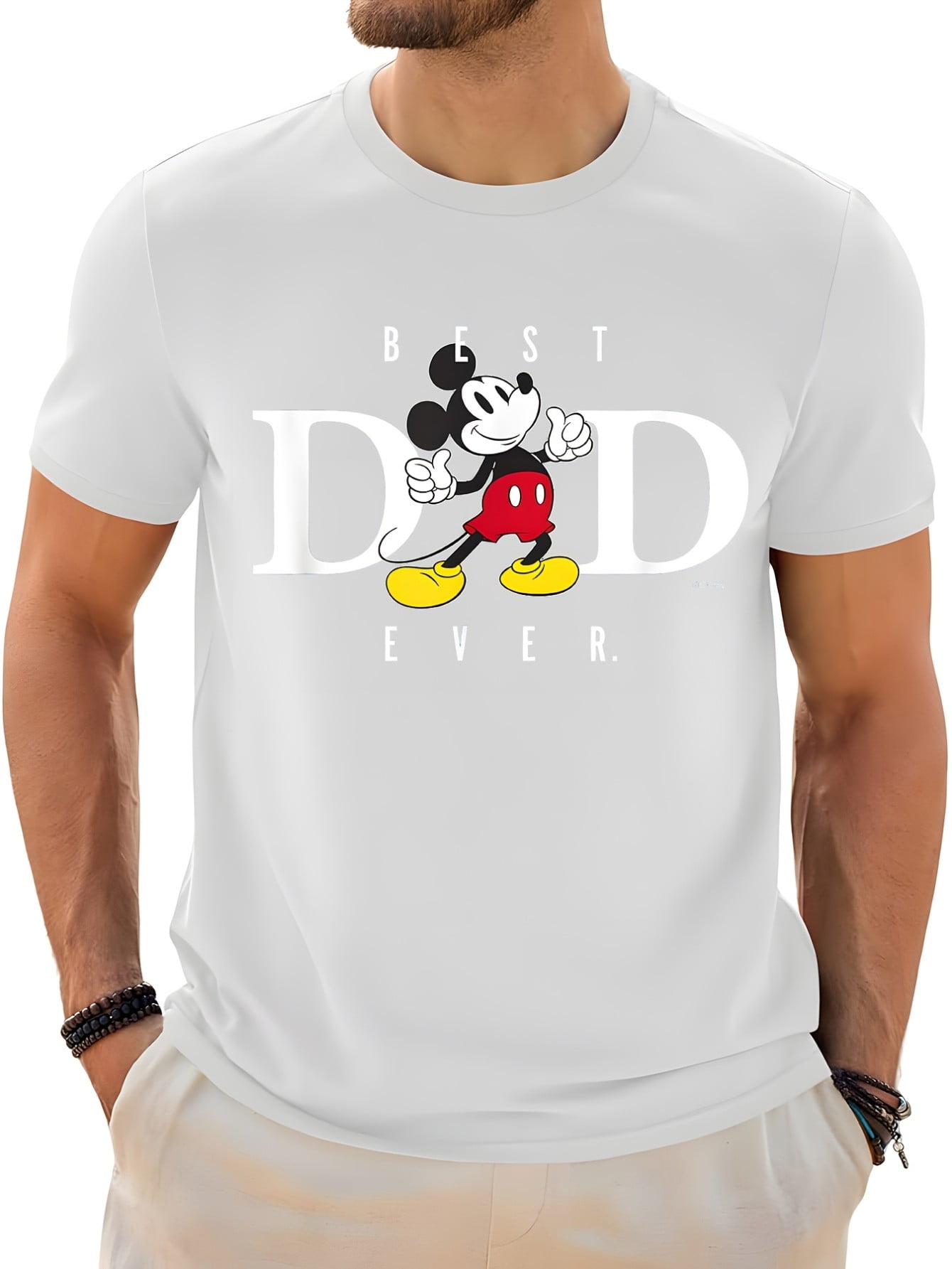 Disney, Mickey Mouse Best Dad Ever Thumbs Up Father'S T-Shirt, Pure ...