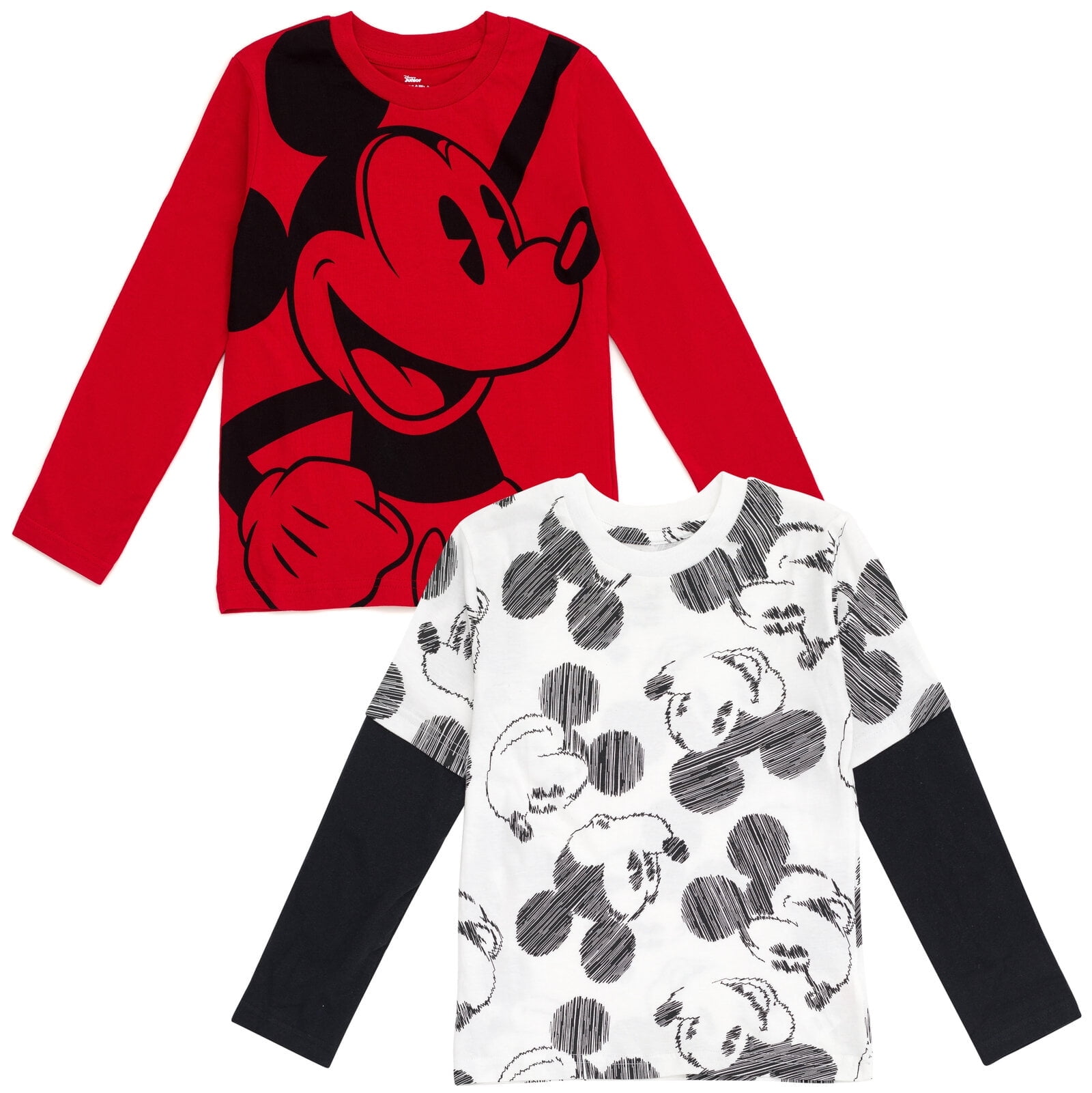 Disney Mickey Mouse Big Boys 2 Pack Hangdown Long Sleeve T-Shirts Brown ...