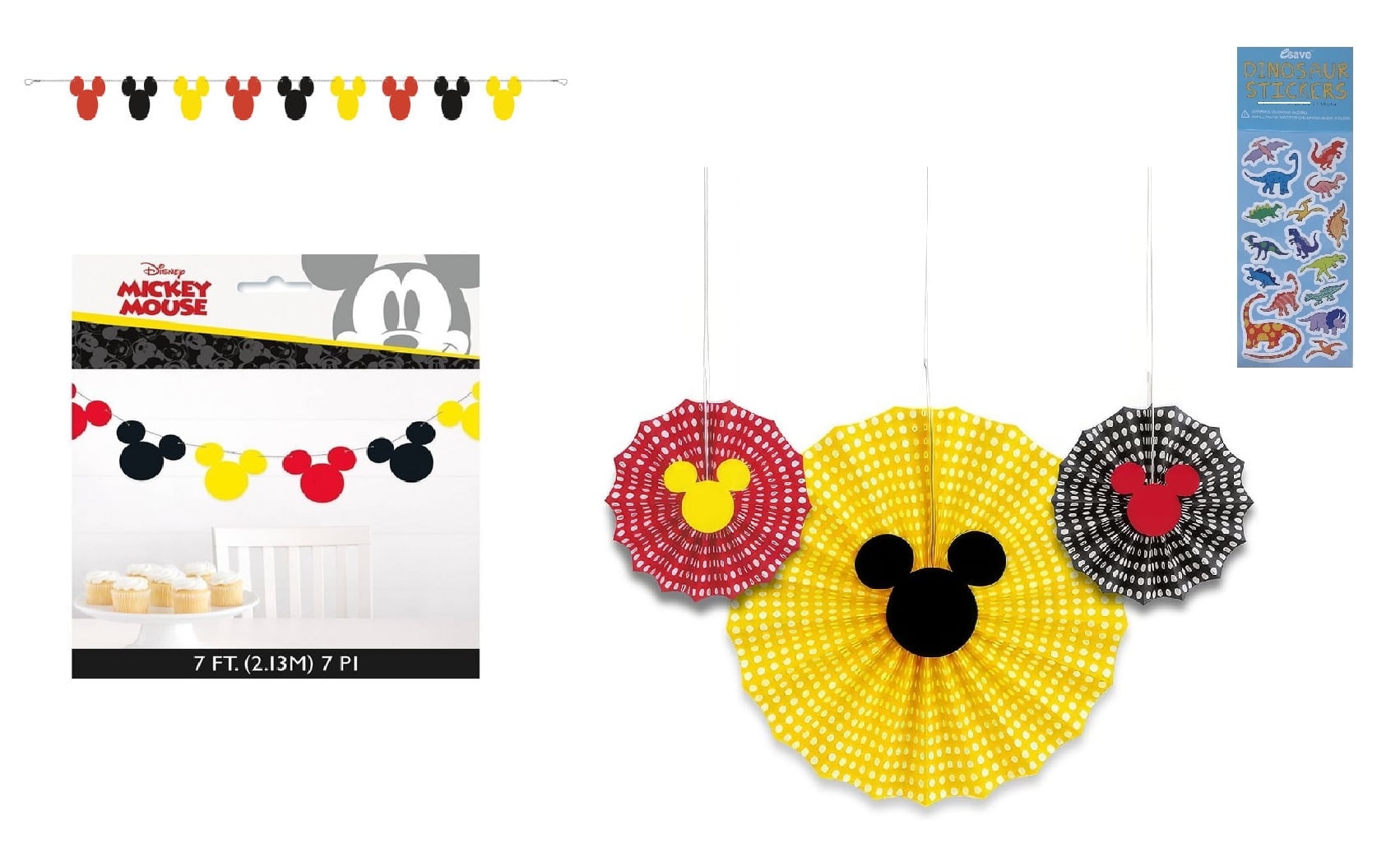 Disney Mickey Mouse Birthday Party Supplies Bundle includes 7 feet ...