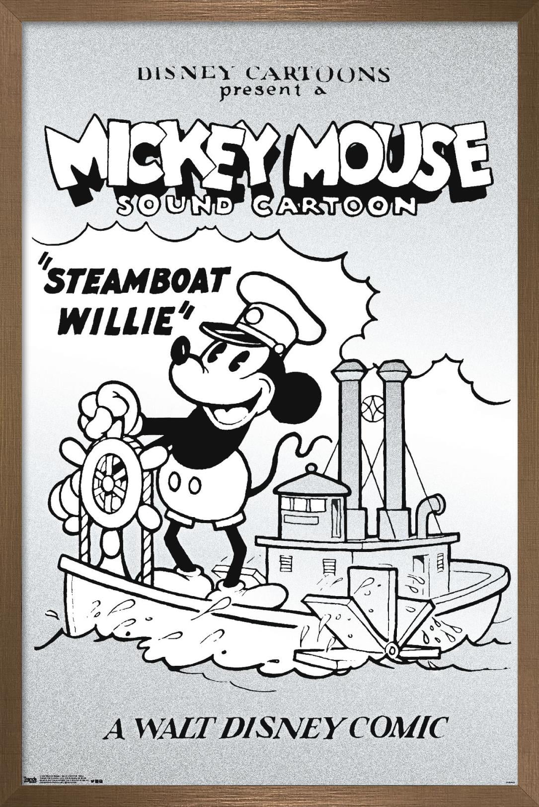 Disney Mickey Mouse - Black and White Steamboat Willie Wall Poster, 22. ...