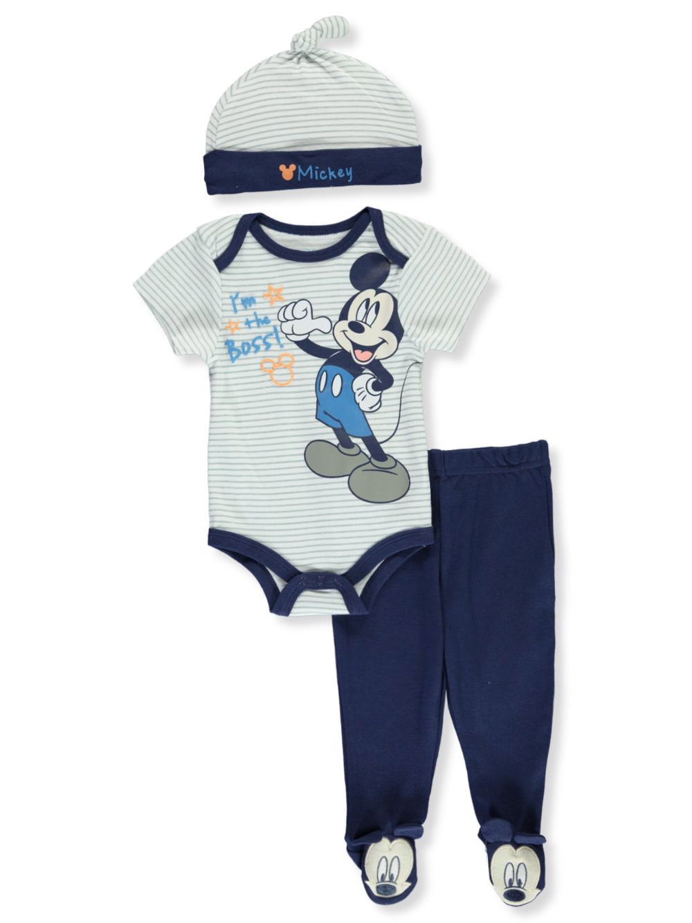 Disney Mickey Mouse Bodysuit, Pants, and Hat Layette Set (Baby Boys ...