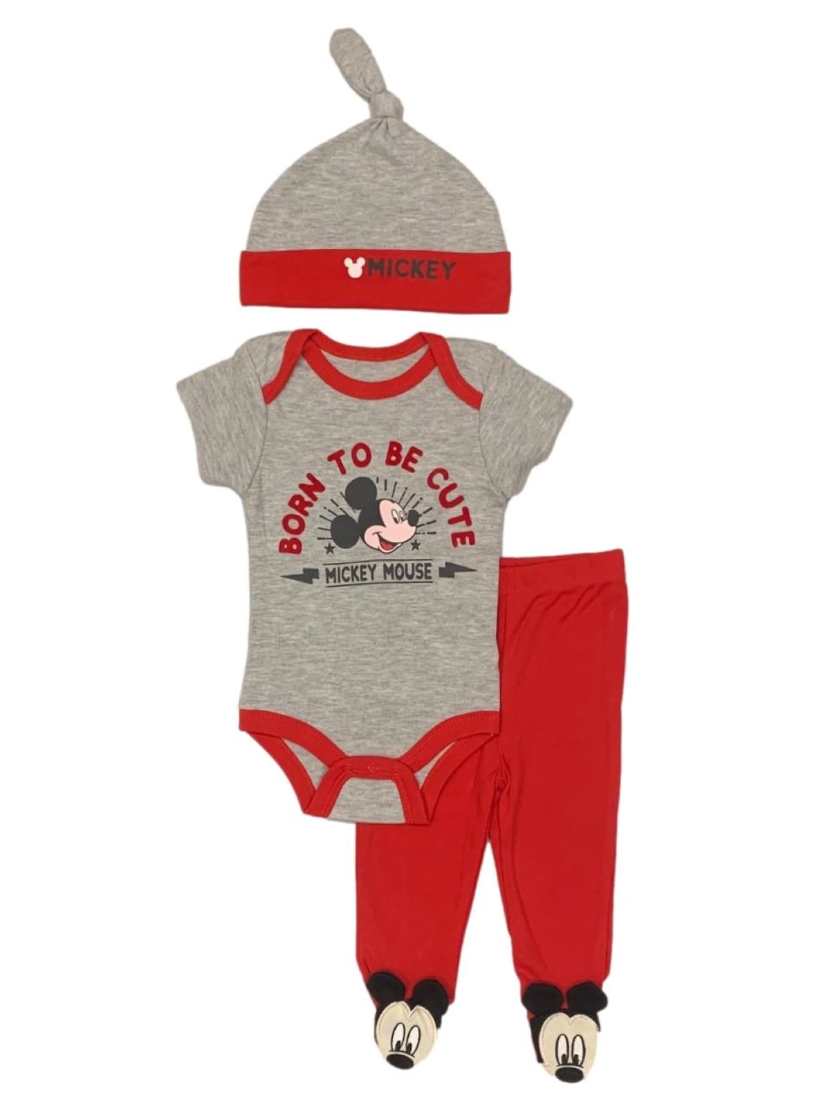 Disney Baby Boys Layette Set, Mickey Mouse Bodysuit, Footed Pants, Hat ...