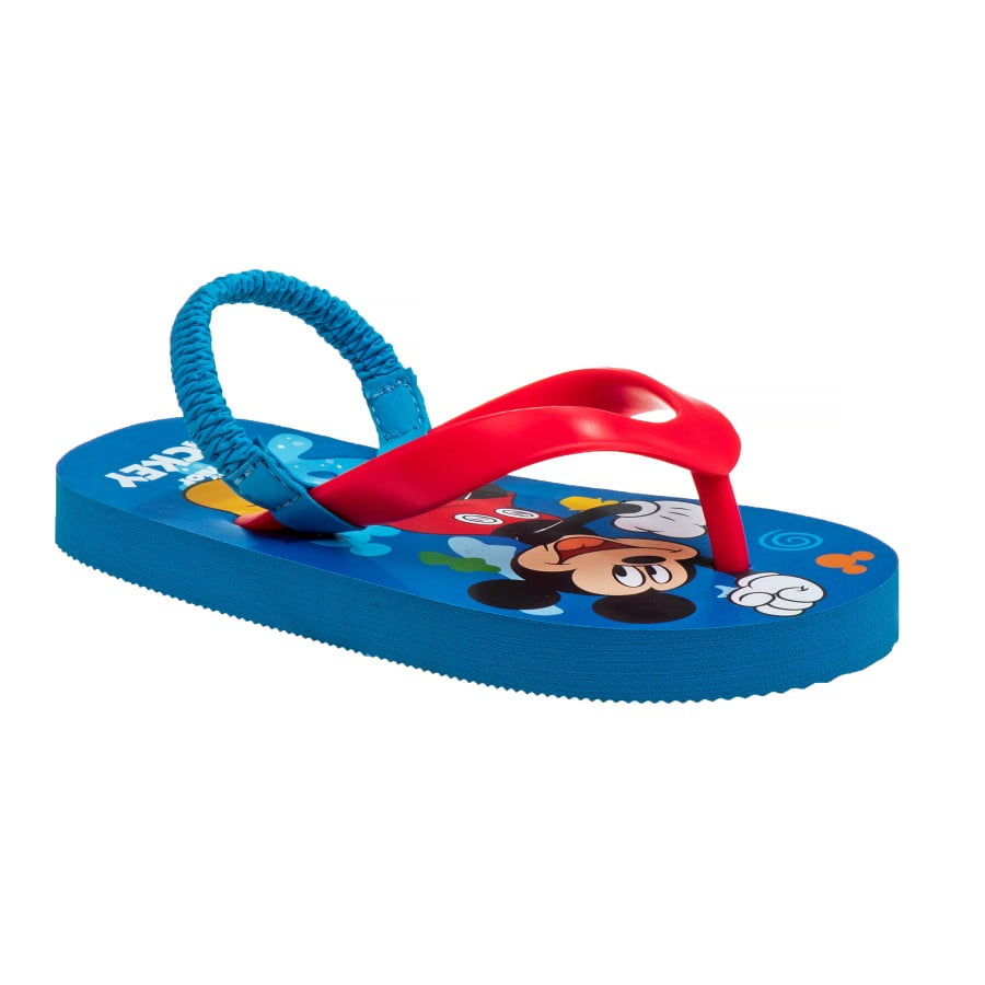 Disney Mickey Mouse Boy Toddler Flip Flops with back strap - Blue/Red ...