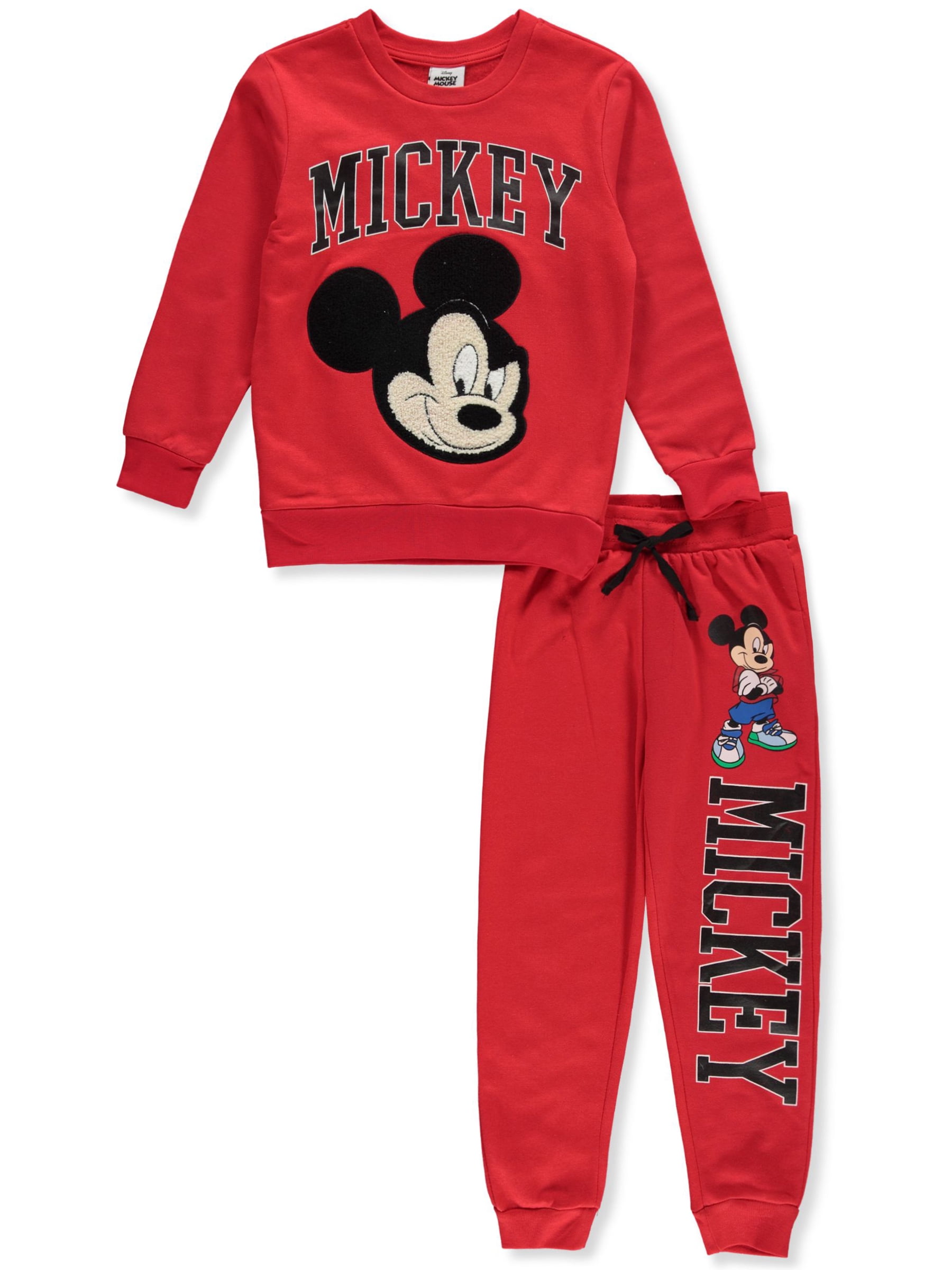 Disney Mickey Mouse Boys' 2-Piece Chenille Joggers Set Outfit - red, 6 ...