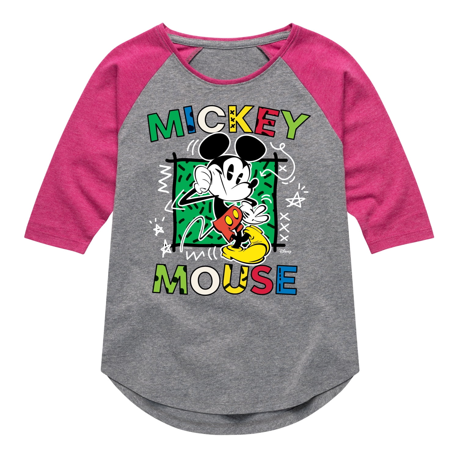 Disney - Mickey Mouse Cartoon Pop - Toddler & Youth Girls Raglan Graphic T-Shirt - Walmart.com