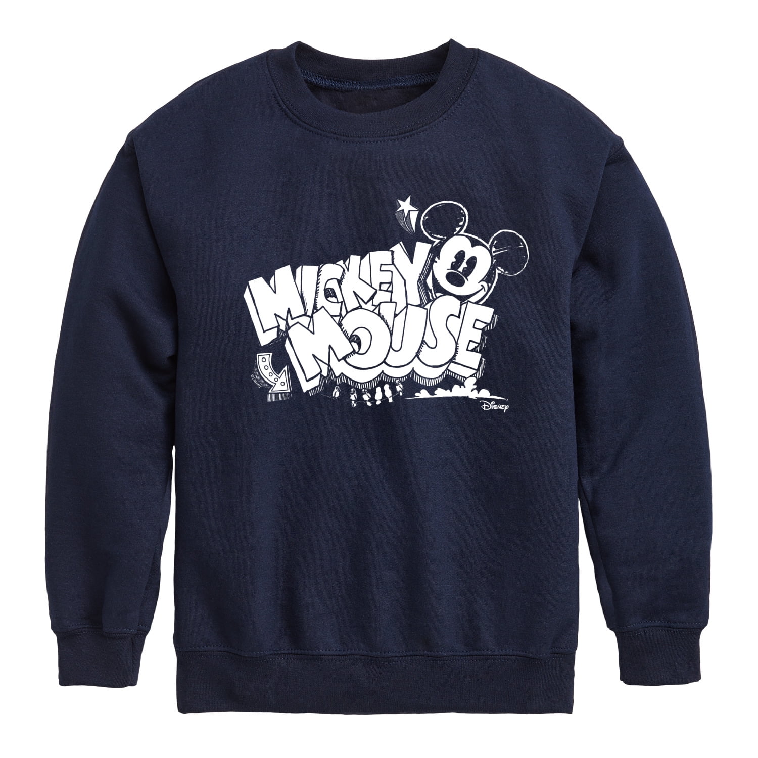 Disney - Mickey Mouse Chalk Drawing - Youth Crewneck Fleece Sweatshirt ...