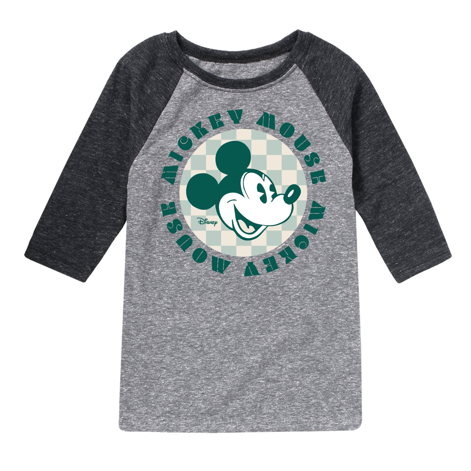 Disney - Mickey Mouse Checker Badge - Toddler & Youth Raglan Graphic T ...