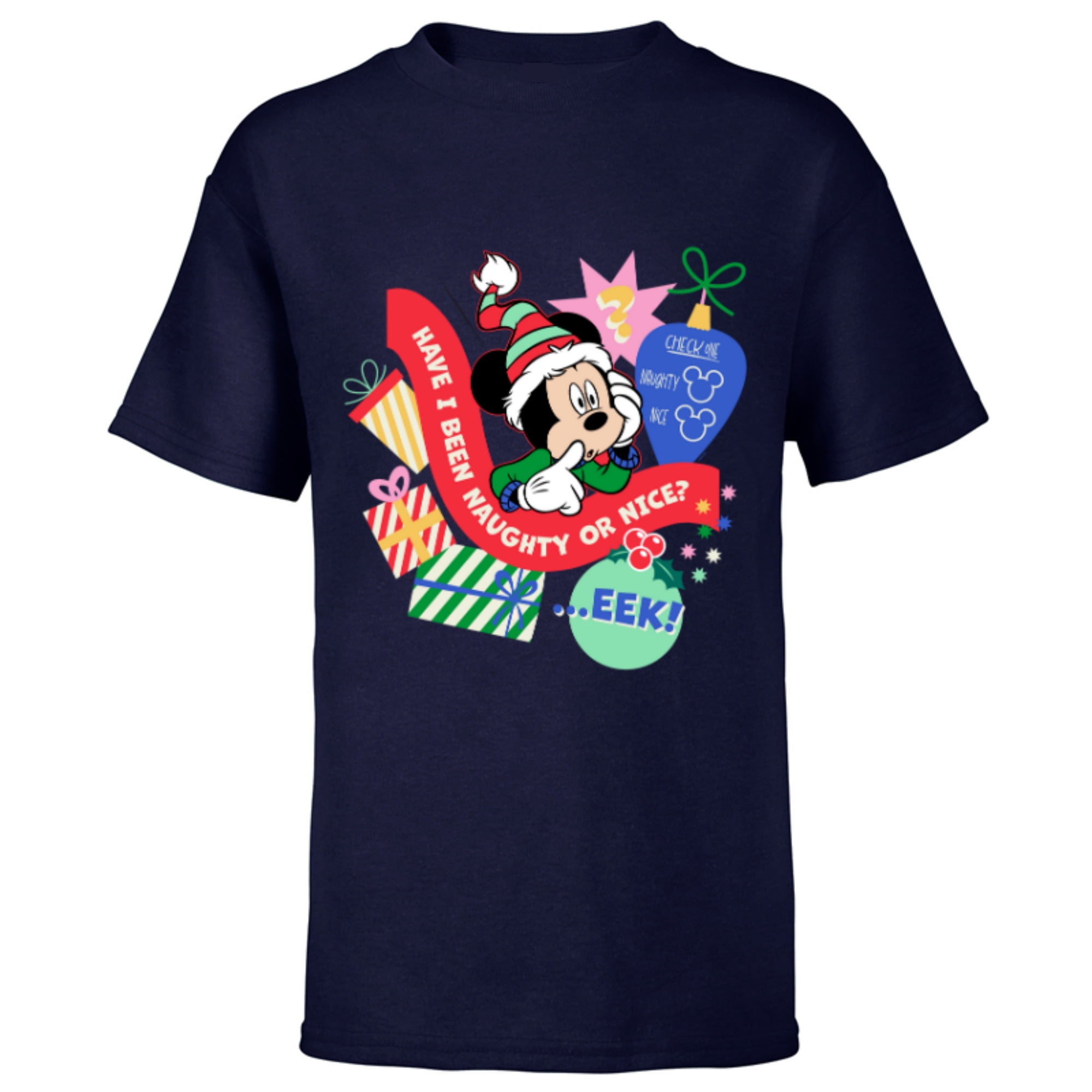 Disney Mickey Mouse Christmas Holiday Naughty or Nice? Eek! - Short Sleeve T-Shirt for Kids ...