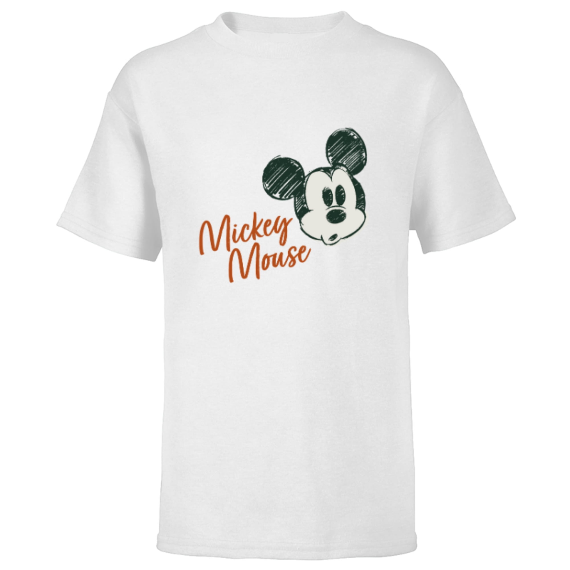 Disney Mickey Mouse Classic Retro Vintage Sketch Face & Name - Short Sleeve T-Shirt for Kids ...