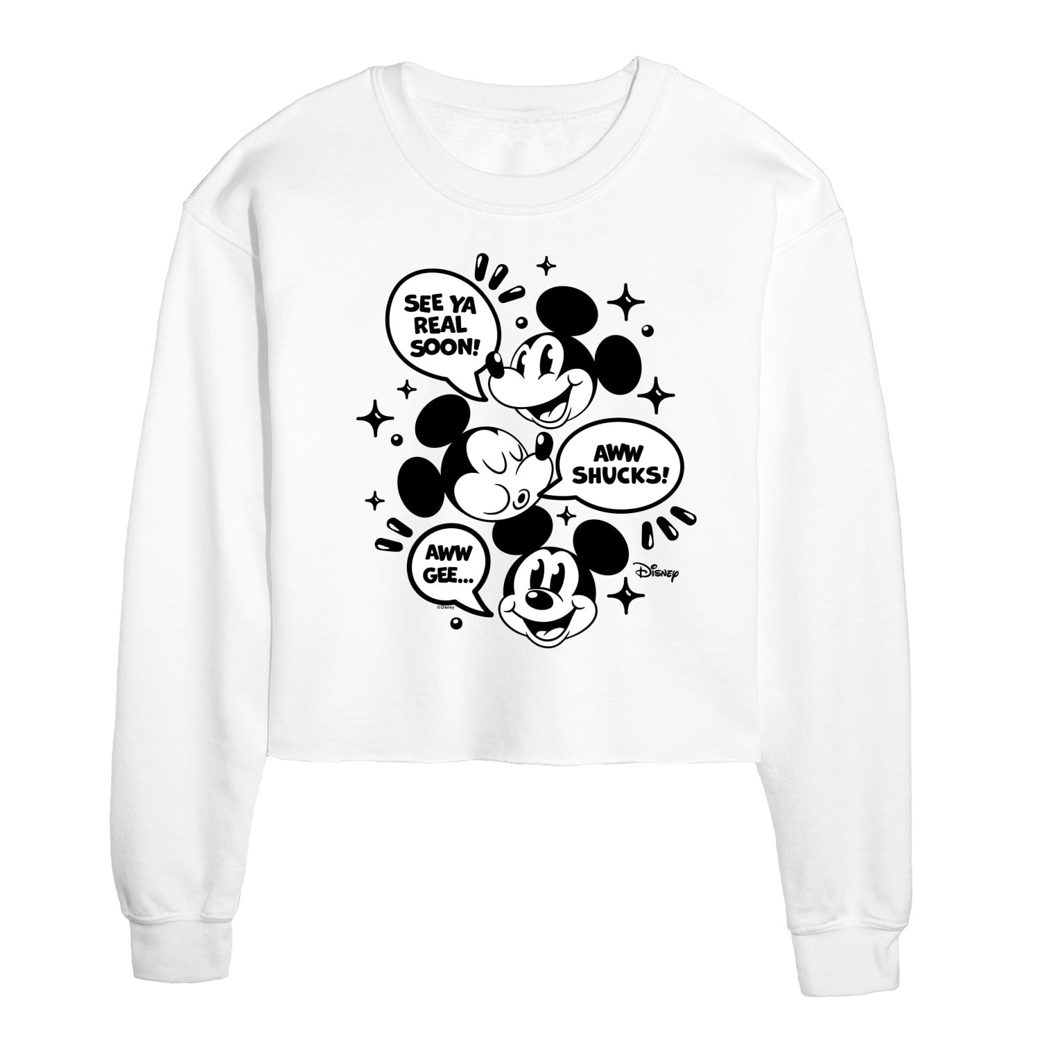 Disney - Mickey Mouse - Conversation Bubbles - Juniors Cropped Crew ...