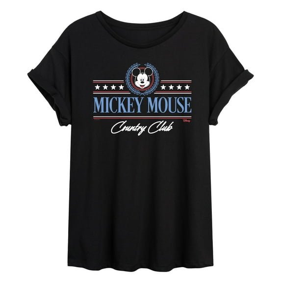 Disney - Mickey Mouse Country Club - Juniors Oversized Graphic T-Shirt ...
