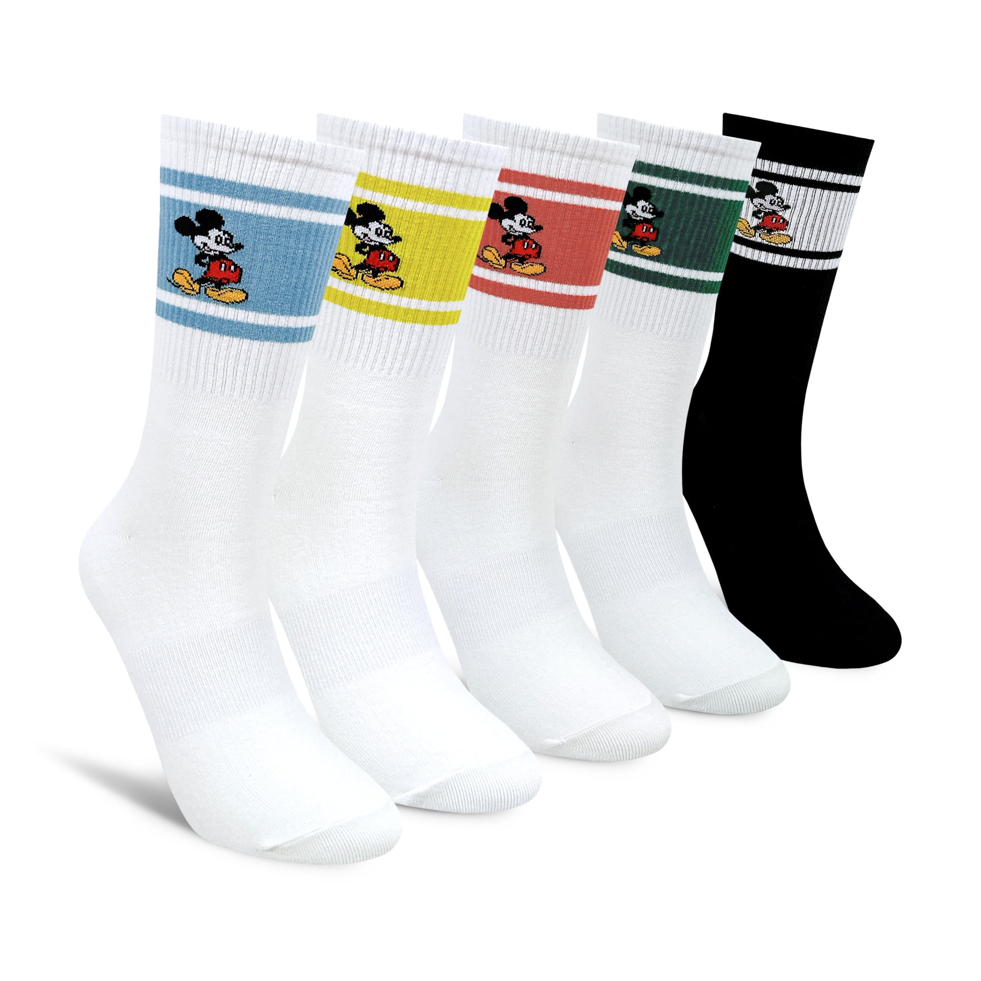 Disney Mickey Mouse Crew Socks Collection, 5 Pairs set, Athletic ...