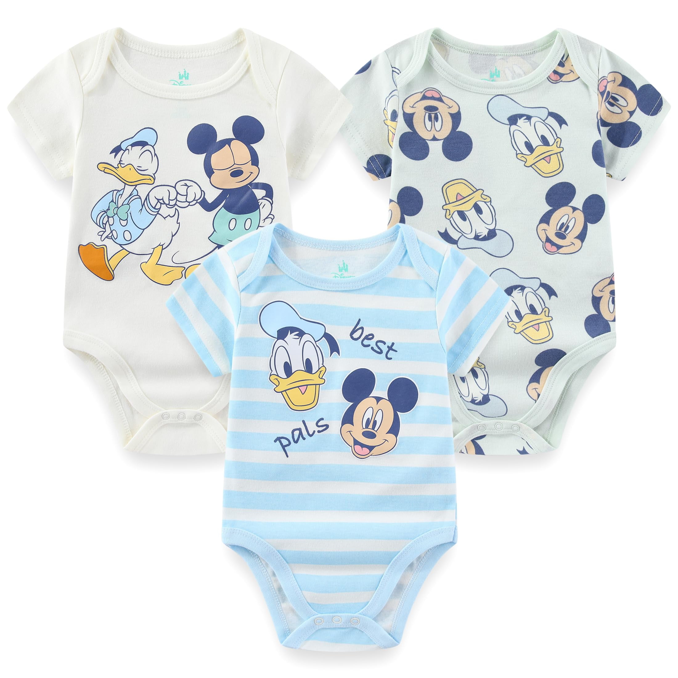 Disney Mickey Mouse Donald Duck Baby Bodysuits (Boys), 3 Pack, Sizes 3M ...