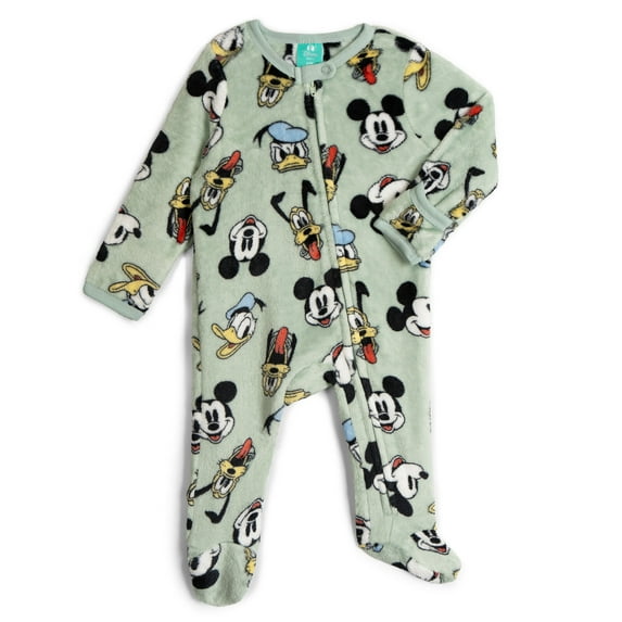 Disney Mickey Mouse Donald Duck Pluto Flannel Fleece Zip Up Woobie Sleep N' Play Newborn ...