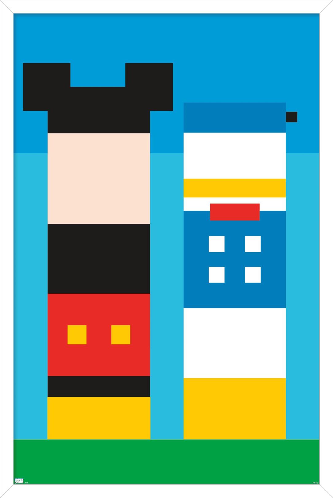 Disney Mickey Mouse & Donald - Pixels Wall Poster, 14.725" x 22.375" Framed - Walmart.com