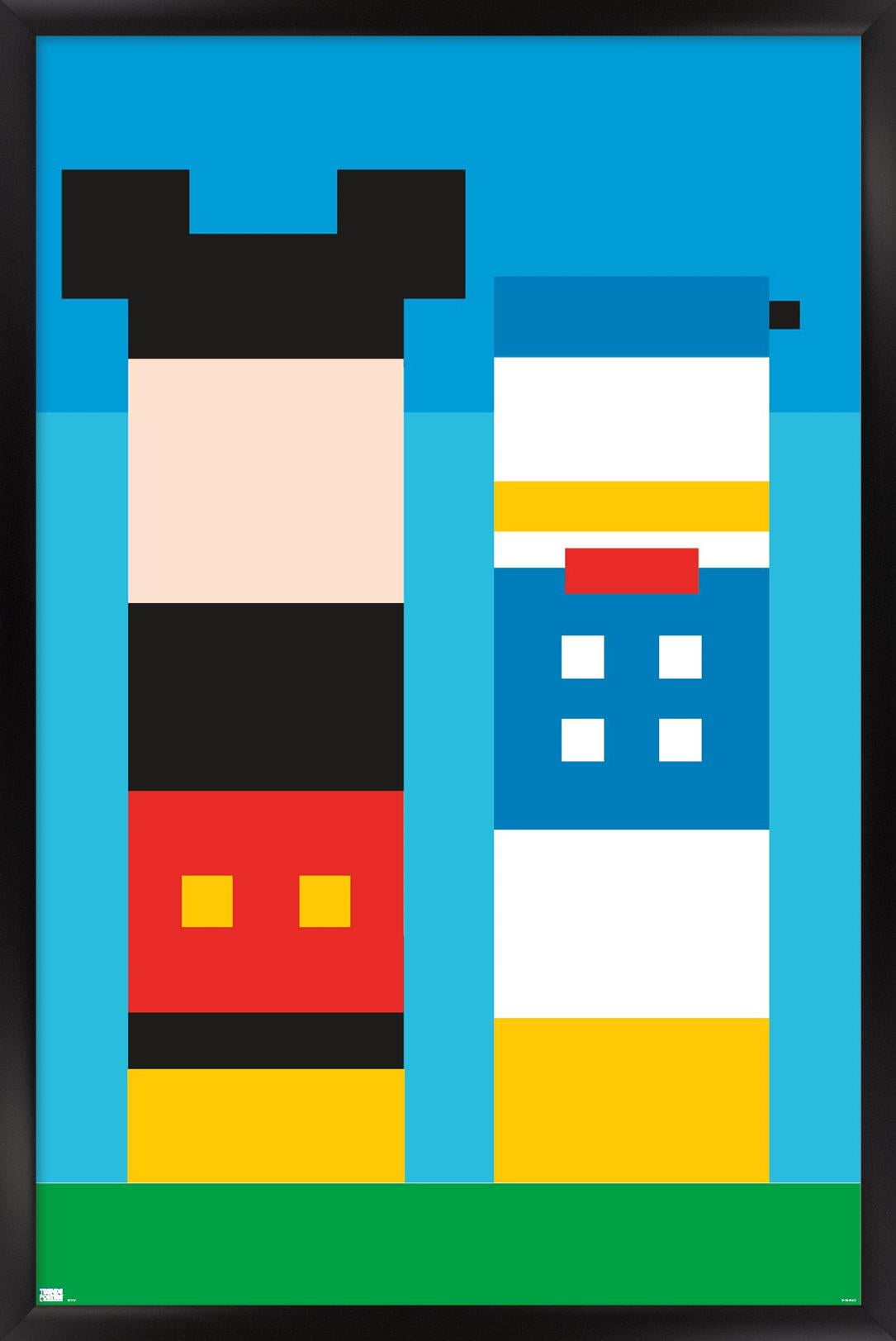 Disney Mickey Mouse & Donald - Pixels Wall Poster, 22.375" x 34" Framed ...