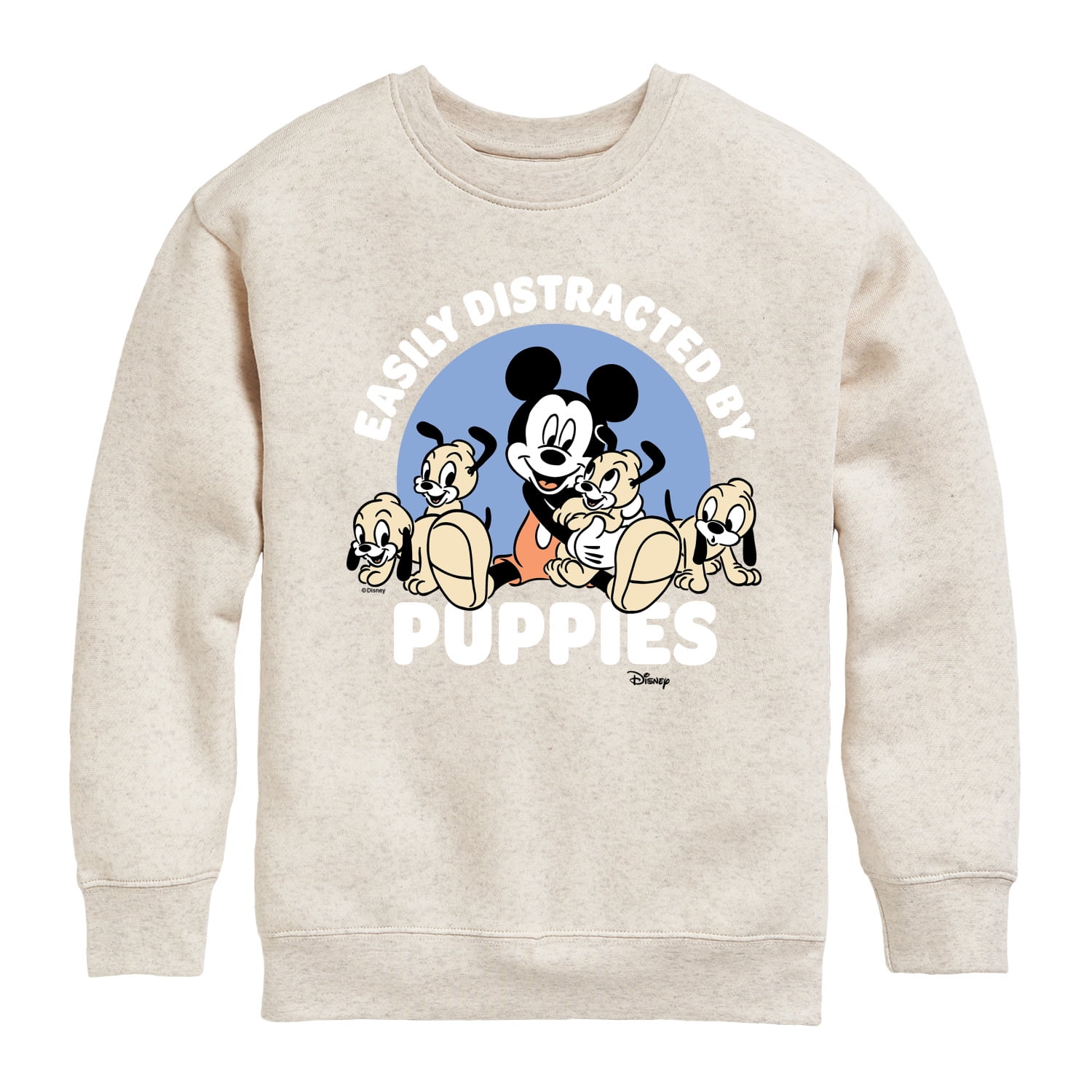 Disney - Mickey Mouse - Easily Distracted by Puppies - Youth Crewneck ...