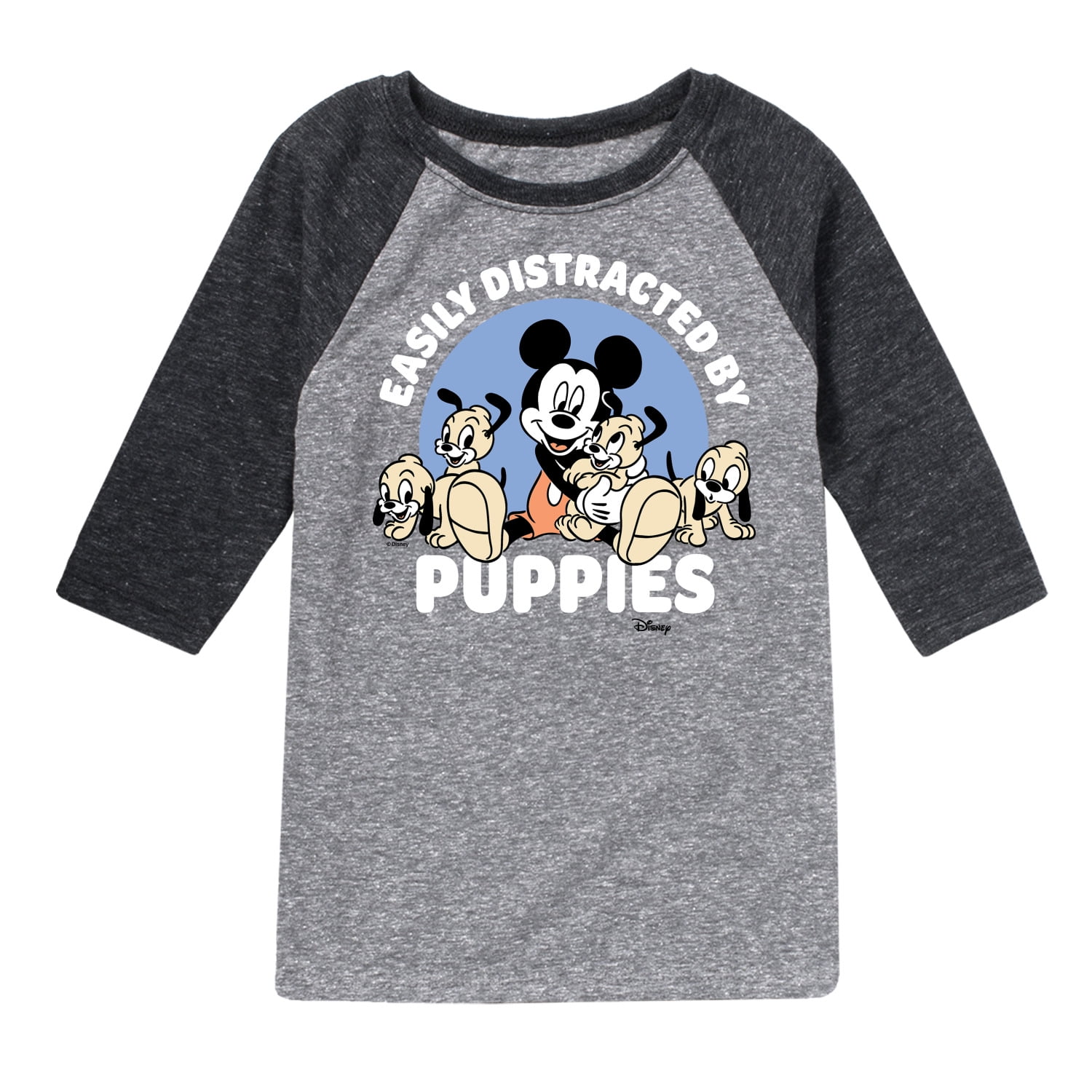 Disney - Mickey Mouse - Easily Distracted by Puppies - Youth Raglan ...