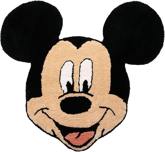 Disney Mickey Mouse Face 4ft x 3ft Fluffy Plush Tufted Area Rug - Kids ...