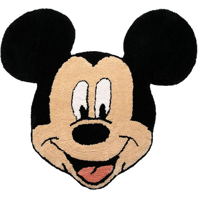 Disney Mickey Mouse Face 4ft x 3ft Fluffy Plush Tufted Area Rug - Kids ...