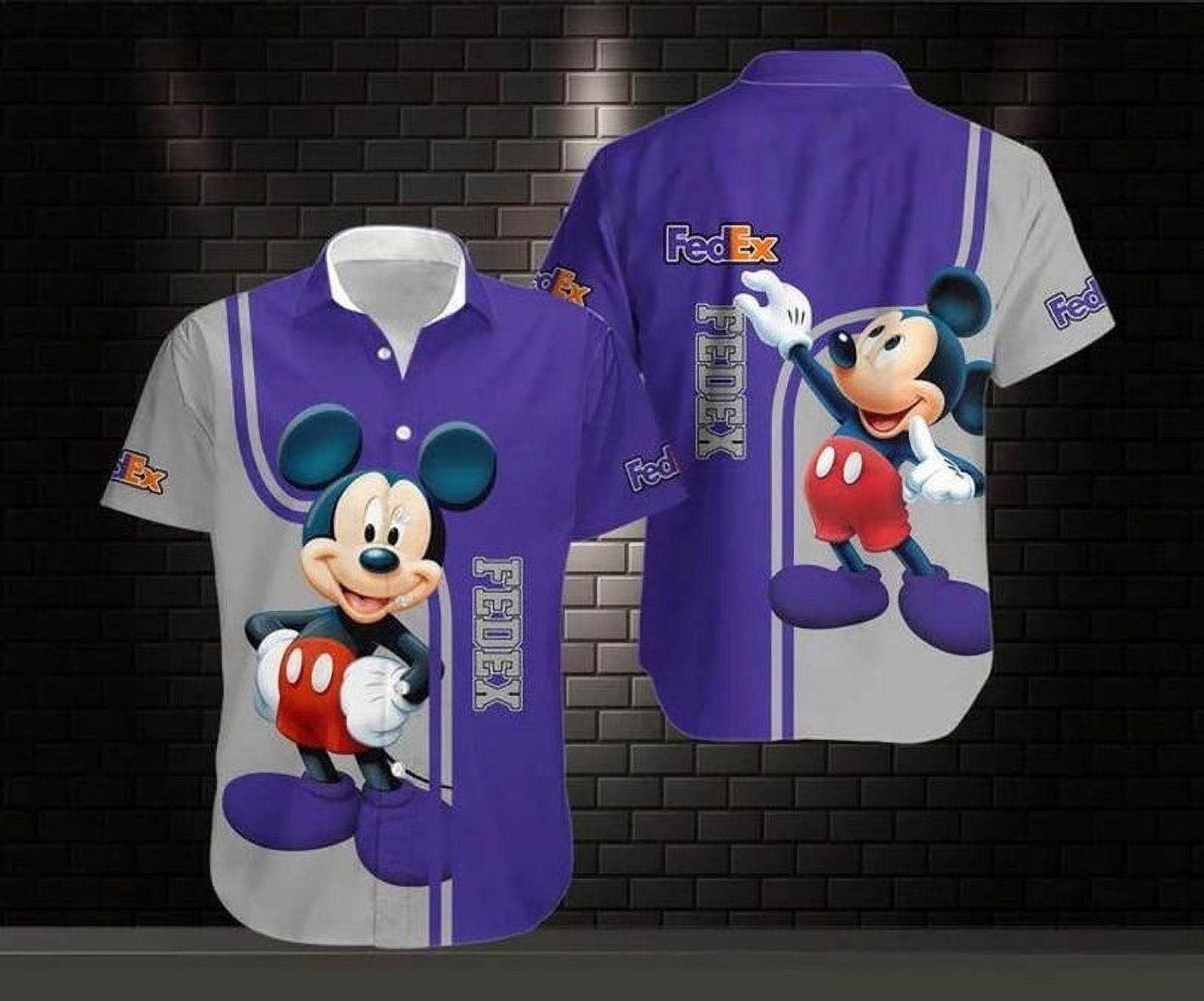 Disney Mickey Mouse FedEx Hawaiian Shirt, FedEx Ground Aloha Shirt ...