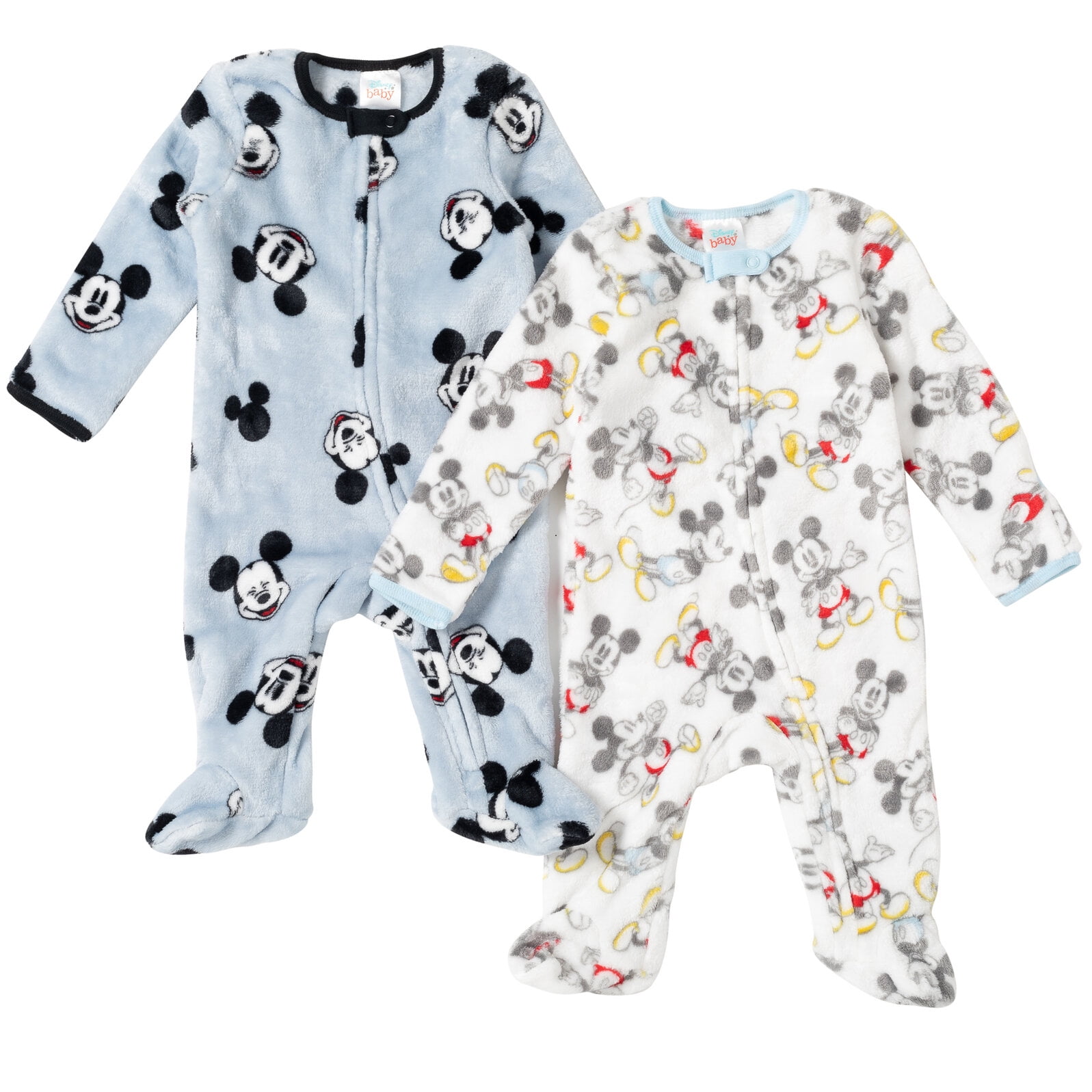 Disney Mickey Mouse Fleece 2 Pack Zip Up Coveralls Newborn - Walmart.com