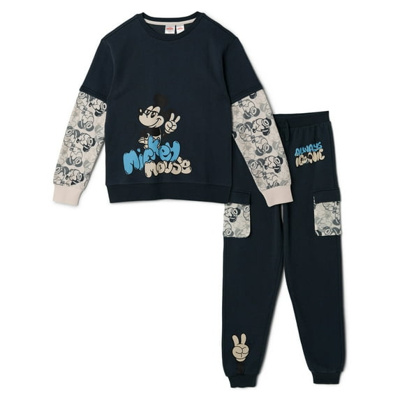 Disney Mickey Mouse Fleece 2fer Pullover Sweatshirt and Jogger Pants ...
