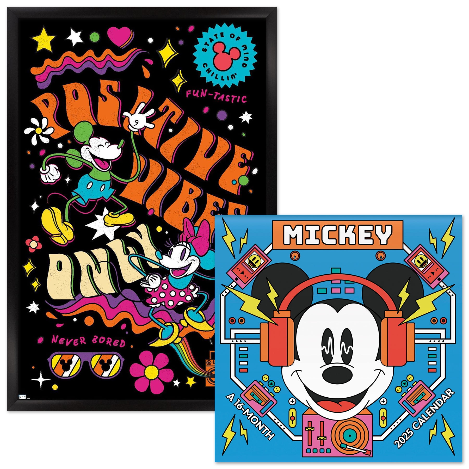 Disney Mickey Mouse Framed Poster and 2025 Calendar - Walmart Business ...