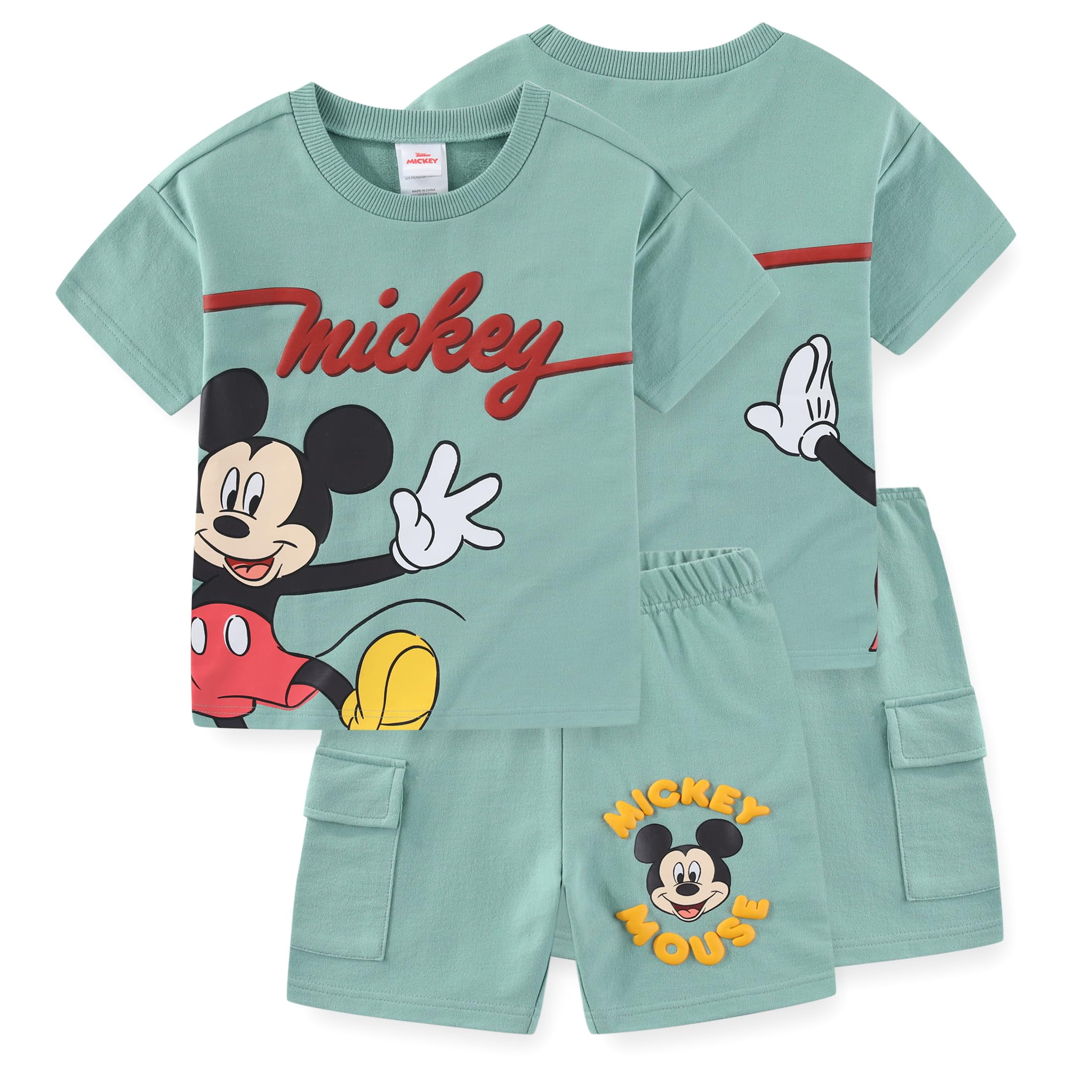 Disney Mickey Mouse French Terry Short Sleeve T-Shirt and Shorts Set ...