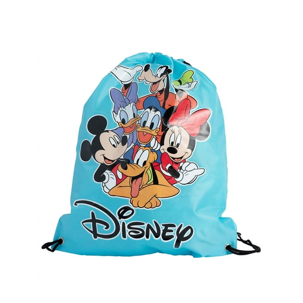 Disney Mickey Mouse & Friends 15" Drawstring Cinch Tote Sling Bag Blue ...
