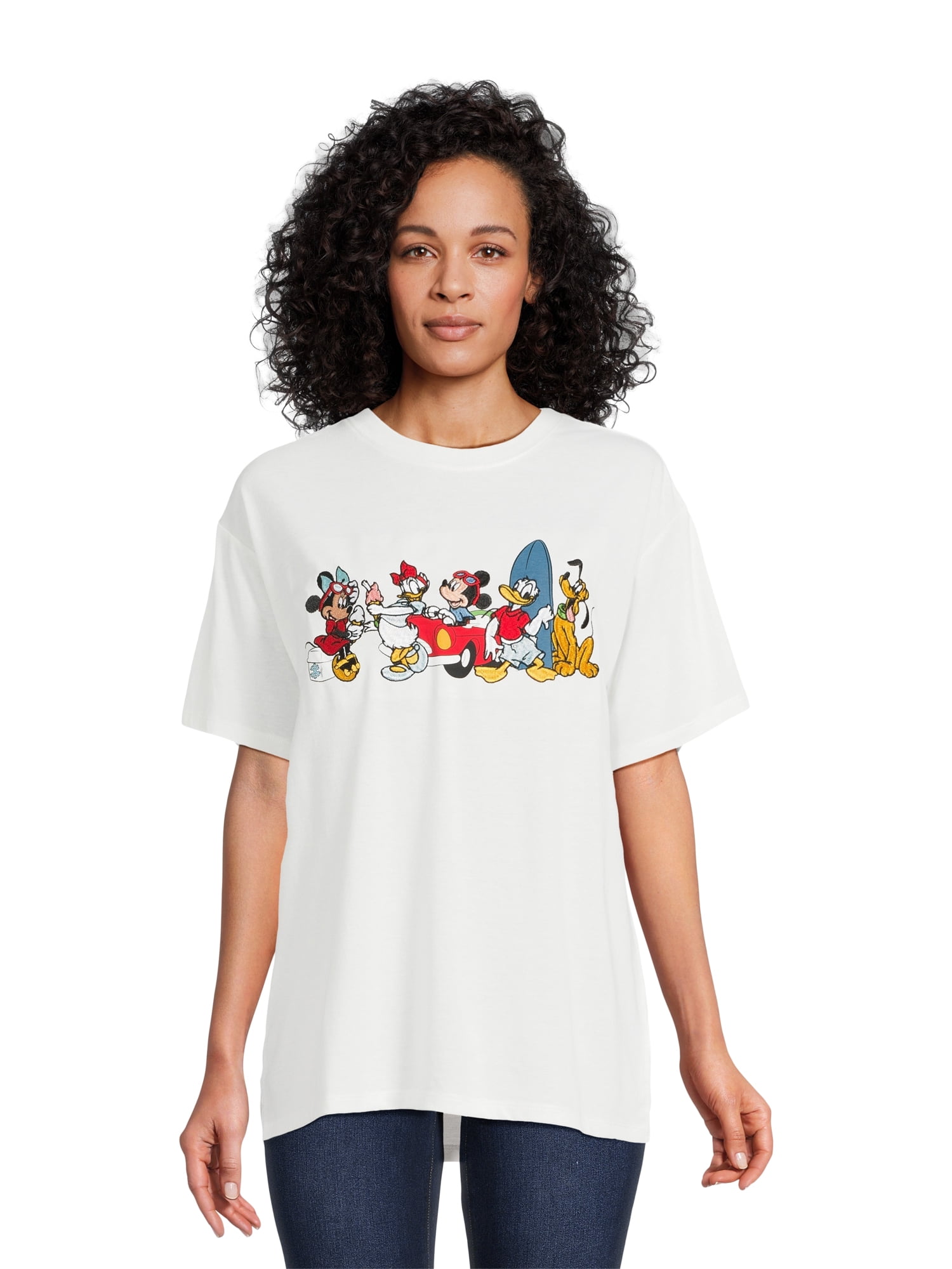 Disney Mickey Mouse & Friends Juniors Graphic Embroidered Tee with ...