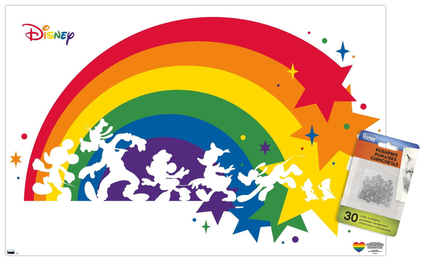 Disney Mickey Mouse & Friends - Rainbow Wall Poster with Push Pins, 14. ...