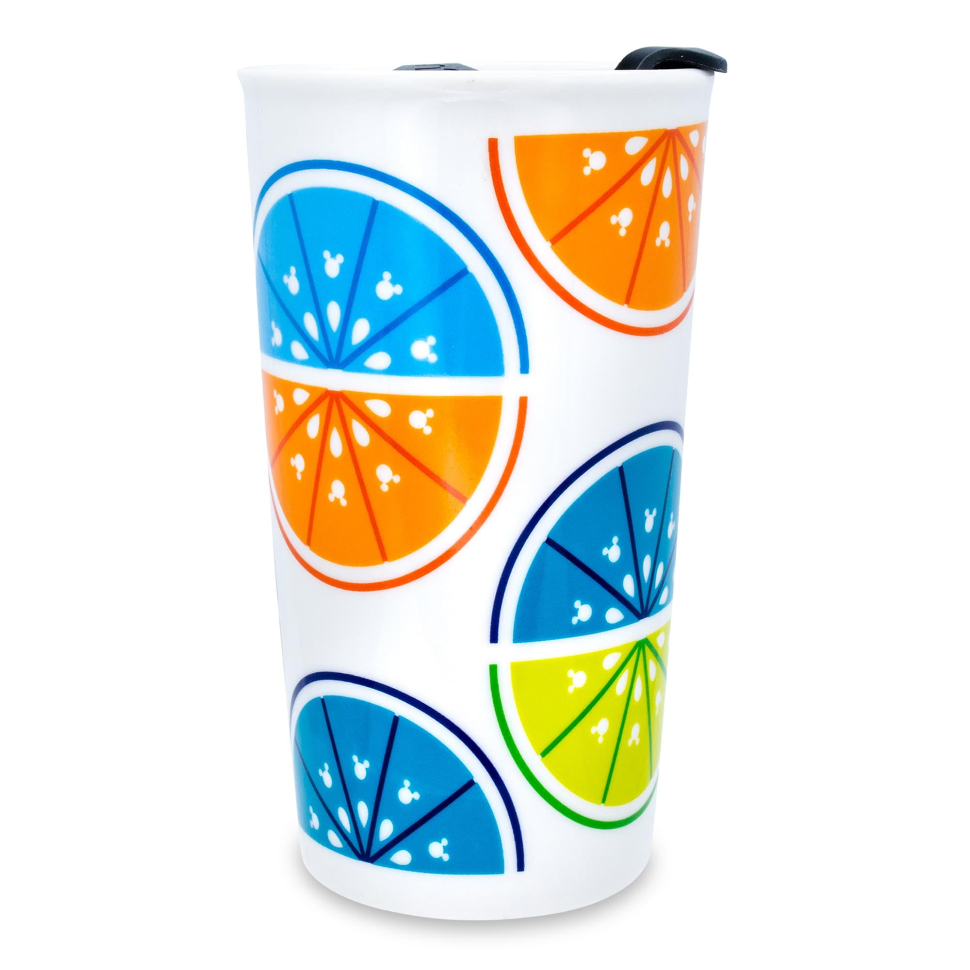 Disney Mickey Mouse Fruit Slices Ceramic Travel Mug With Lid | Holds 10 ...