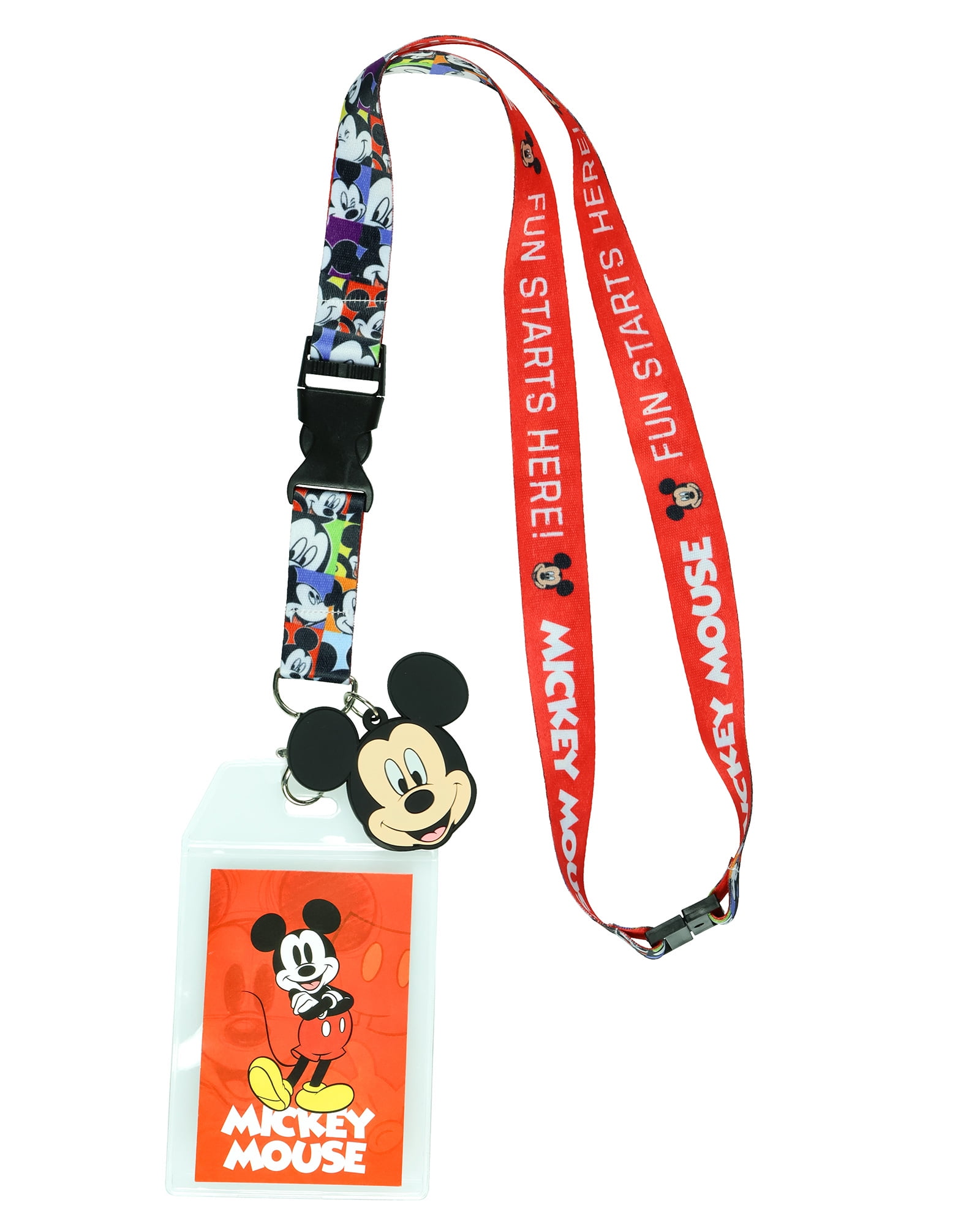 Disney Mickey Mouse Fun Starts Here Lanyard with ID Badge Holder and 2 ...