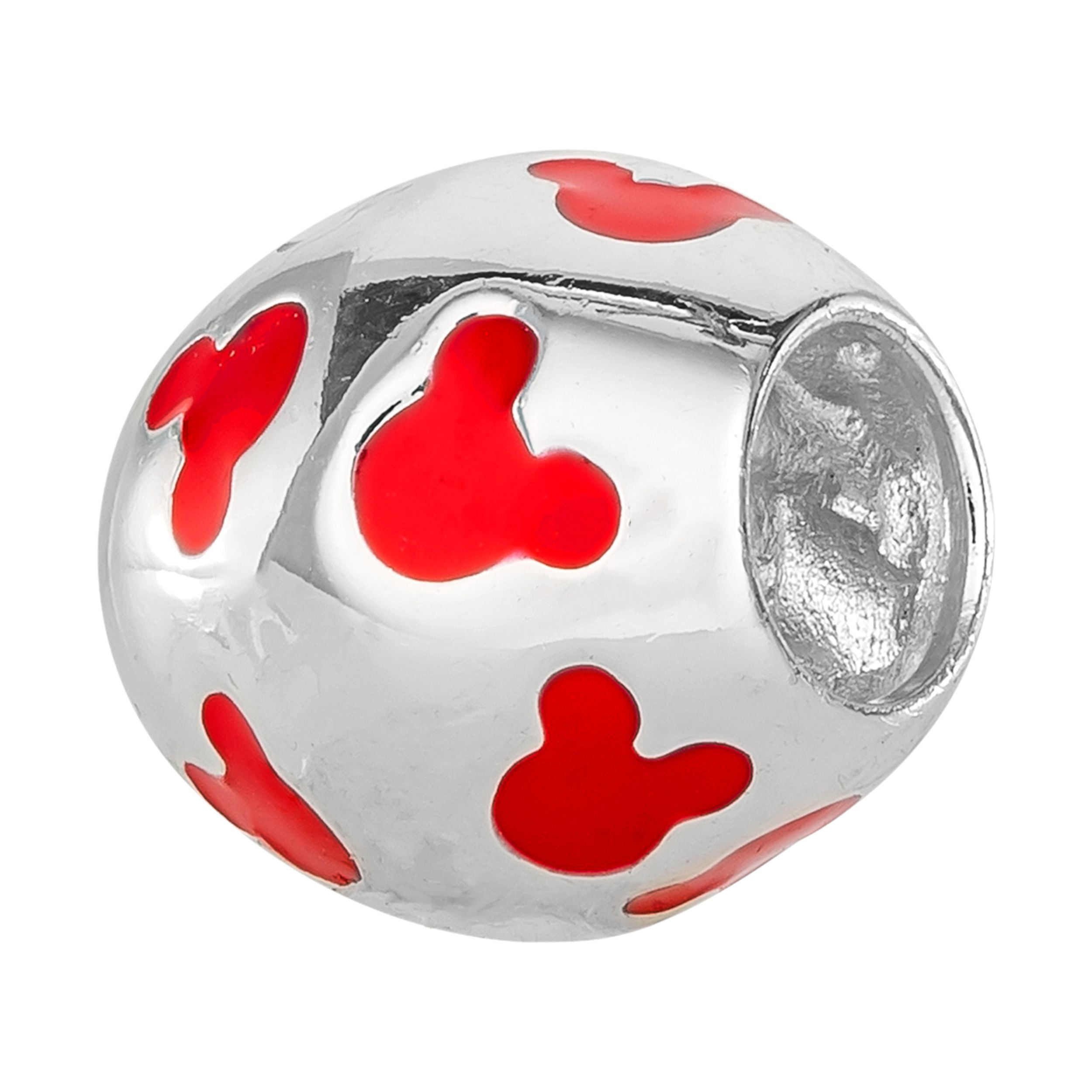Disney Mickey Mouse Girls' Sterling Silver Enamel Mickey Head Bead ...